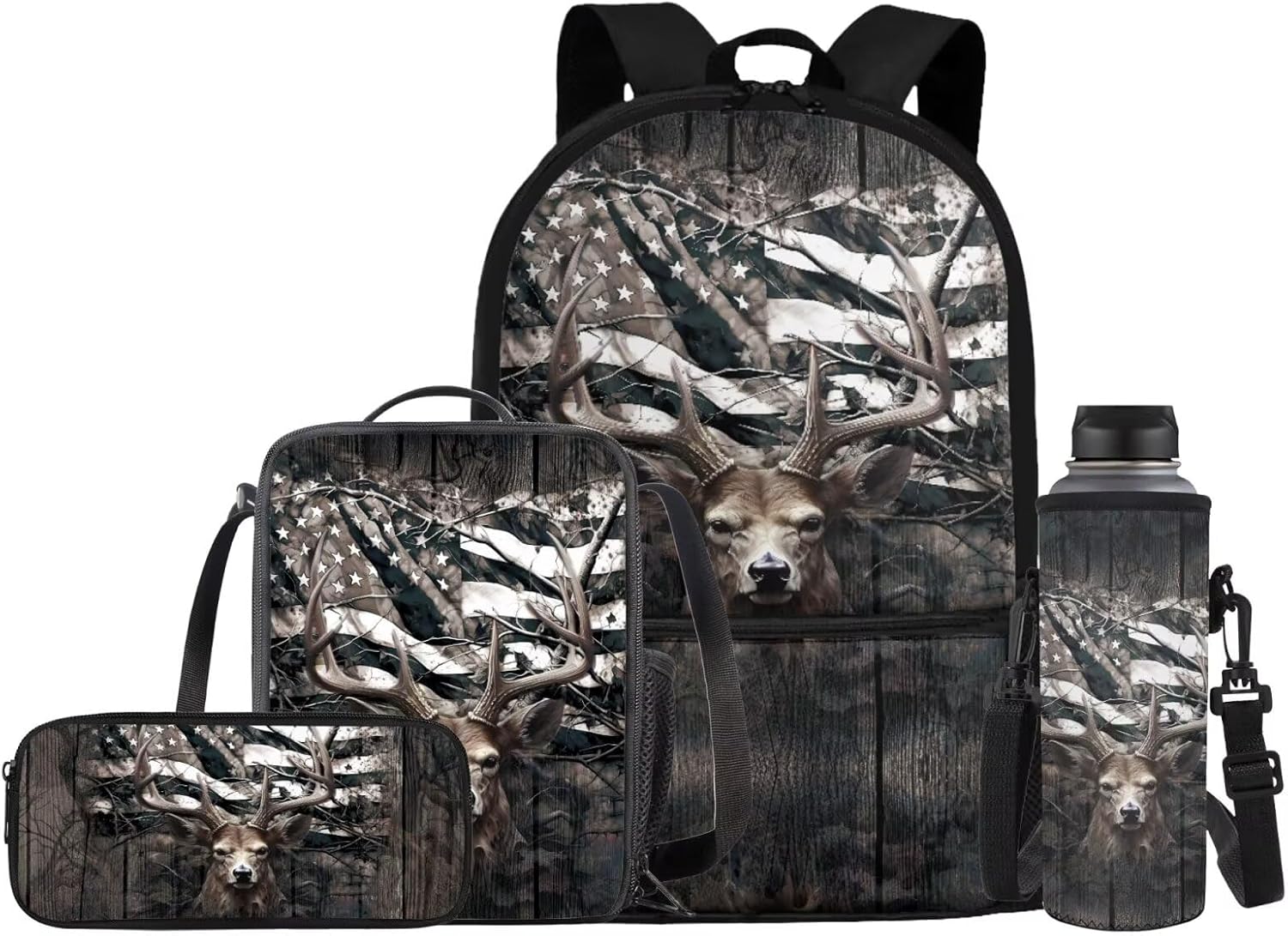 Amazon.com | JEOCODY Kids Bookbag Camo Hunting Deer Backpack and Lunch ...