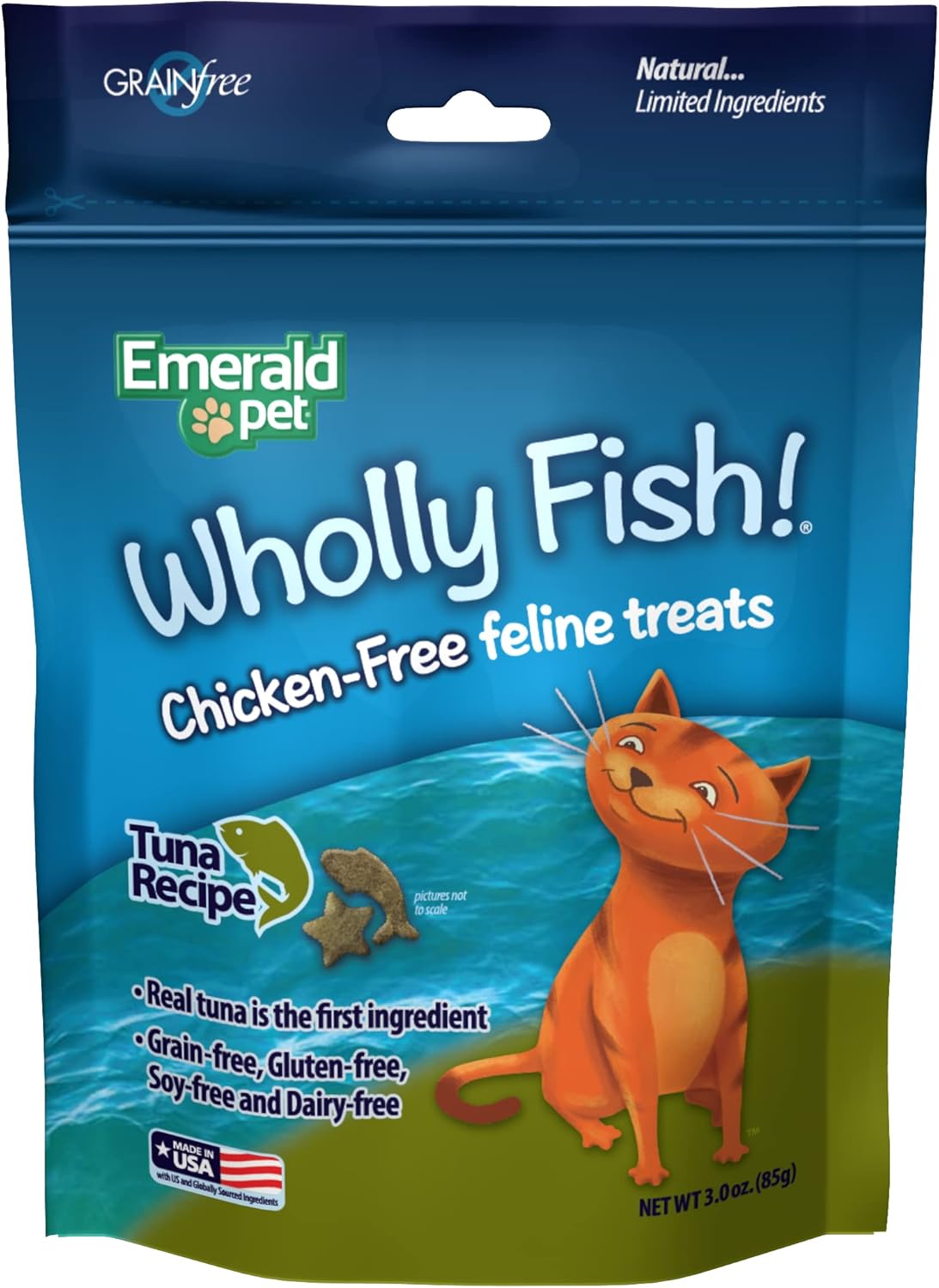 Amazon.com : Emerald Pet Wholly Fish! Chicken-Free Feline Treats, Tuna ...