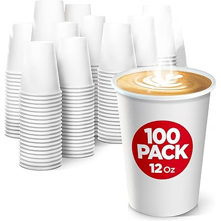 Amazon.com: 12 oz Paper Cups – White Coffee Paper Cups for Tea Water ...