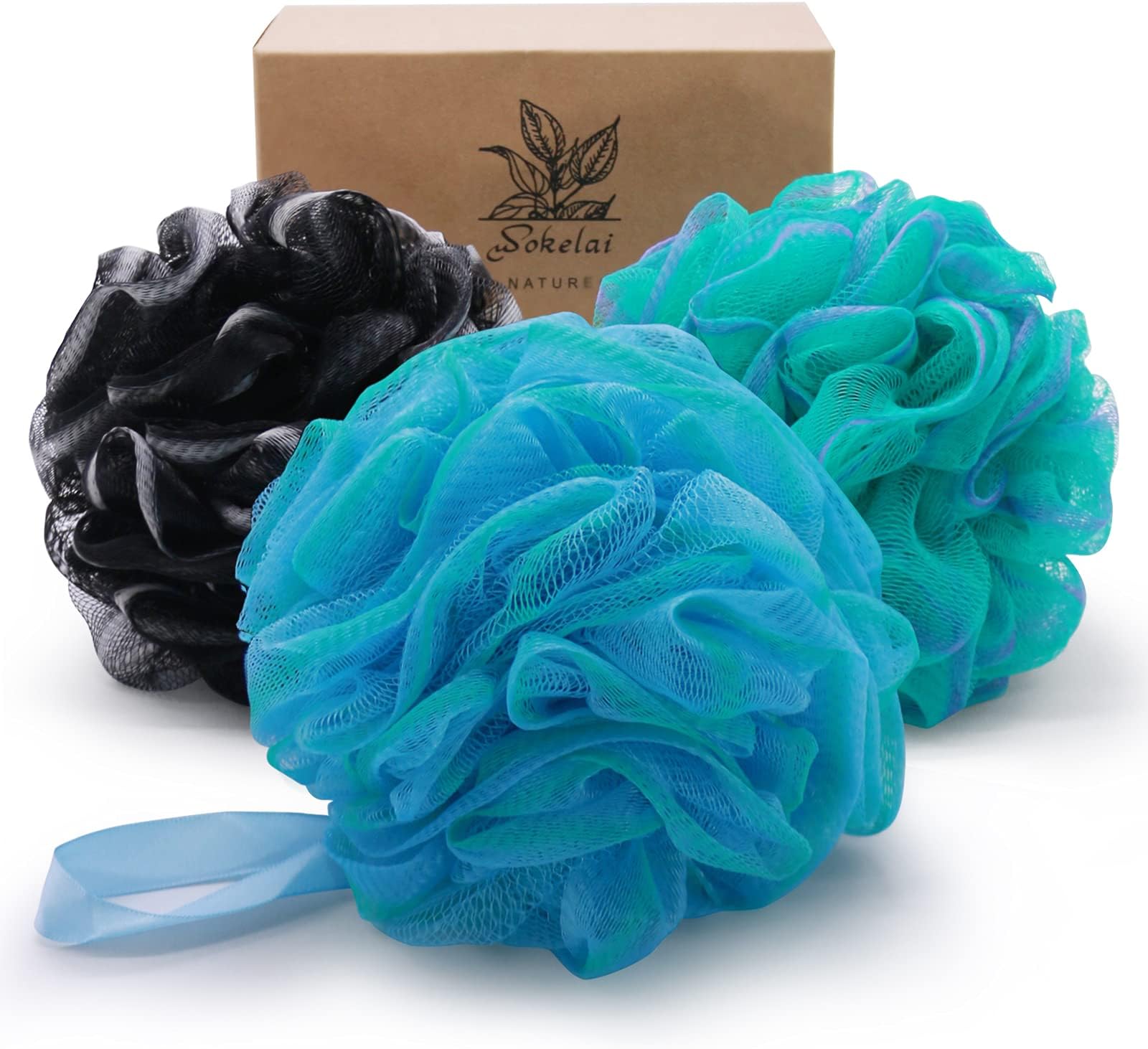 Amazon.com: Shower Puffs Loofahs Sponge for Body Wash, Bath Mesh Poufs Luffa sponges for Women ...