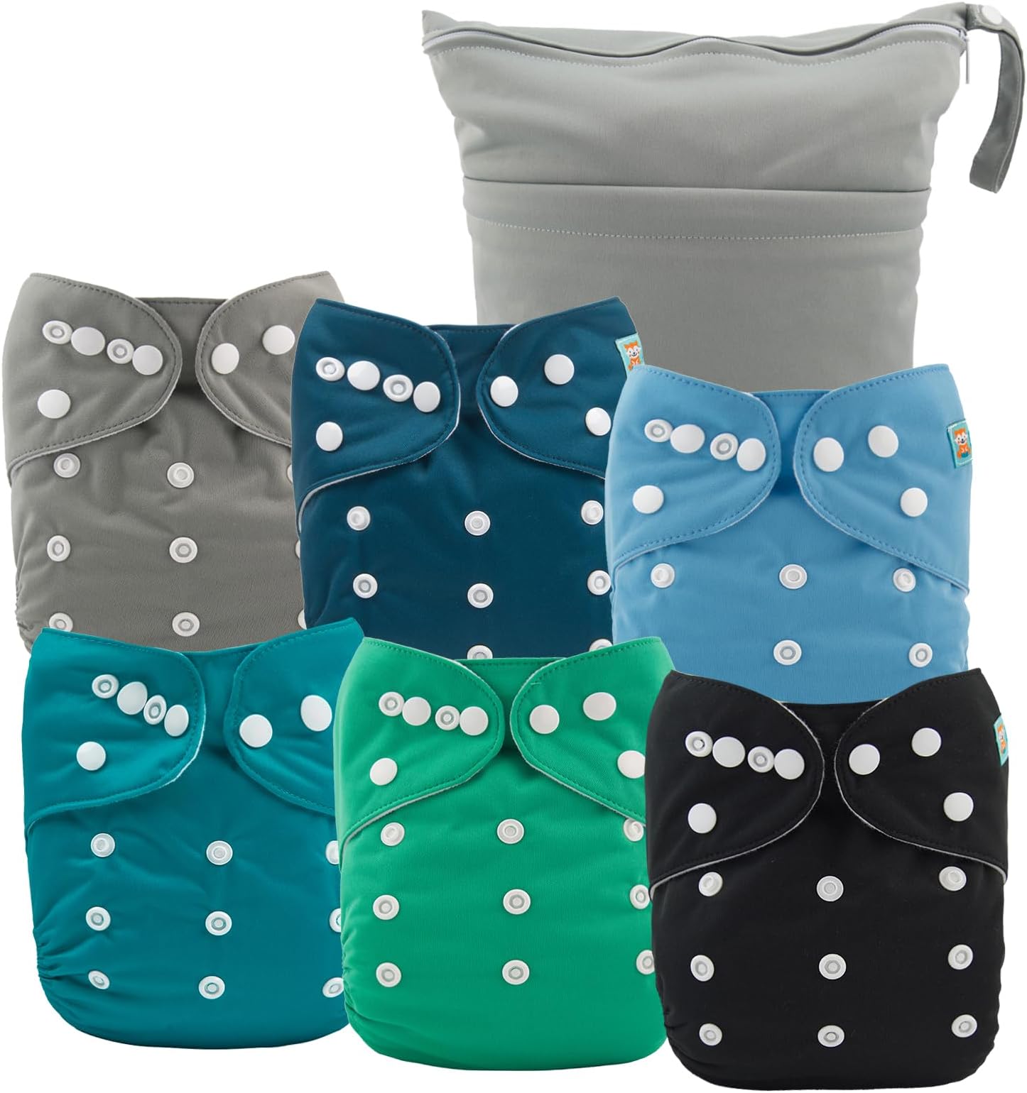 Amazon.com : ALVABABY 6pcs Cloth Diaper Covers &1 Wet Dry Bag, Washable ...