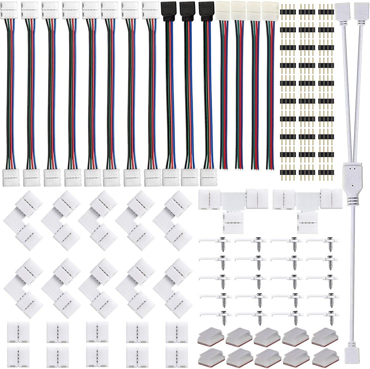 WENHSIN 10Packs 4-Pin RGB LED Light Strip Connectors 10mm Unwired ...