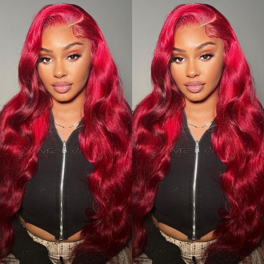 Amazon.com : ABALON 30 Inch 99j Burgundy Lace Front Wigs Human Hair Pre ...
