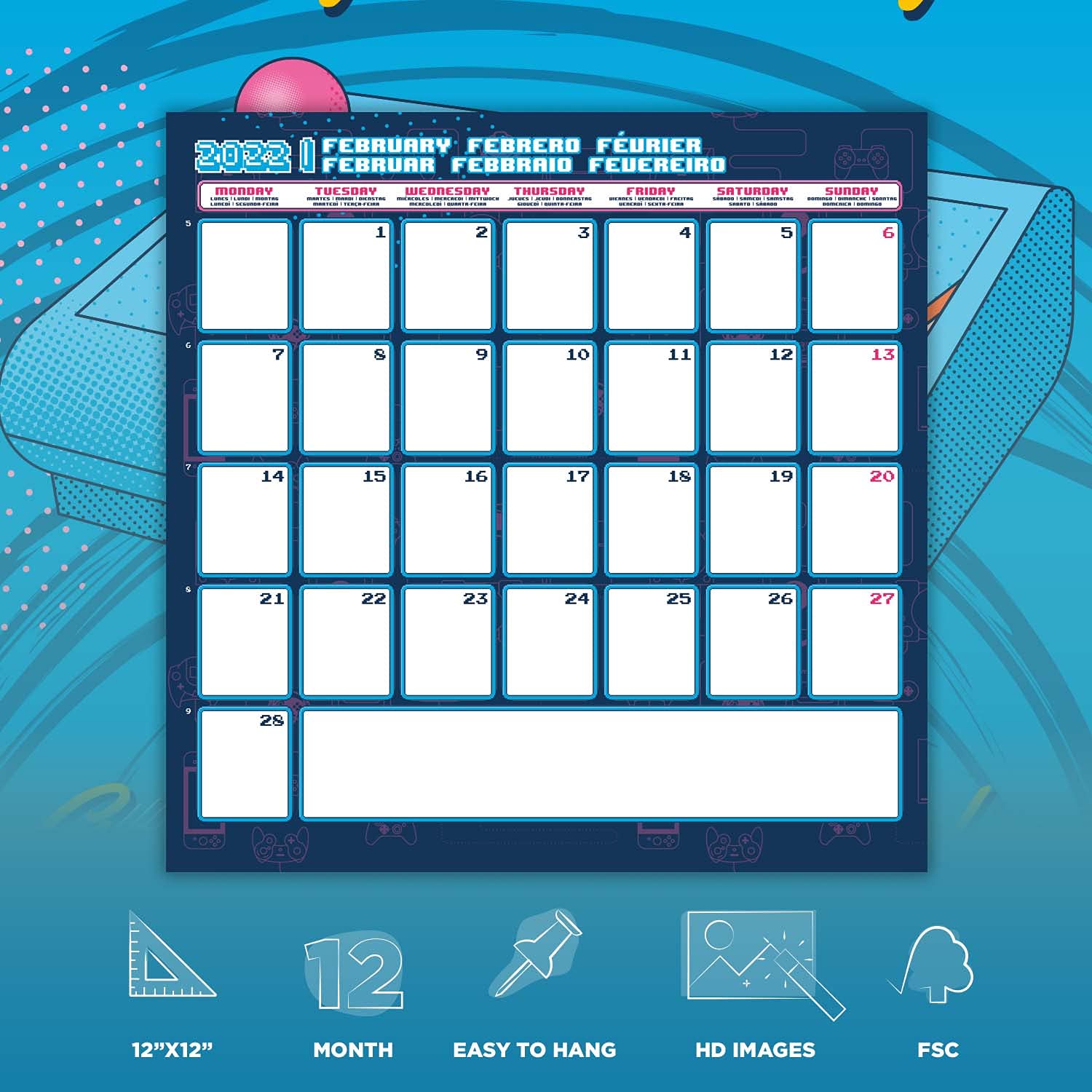 Official Gamer 2022 Wall Calendar, 2022 Calendar, 12" x 12" Square Wall ...