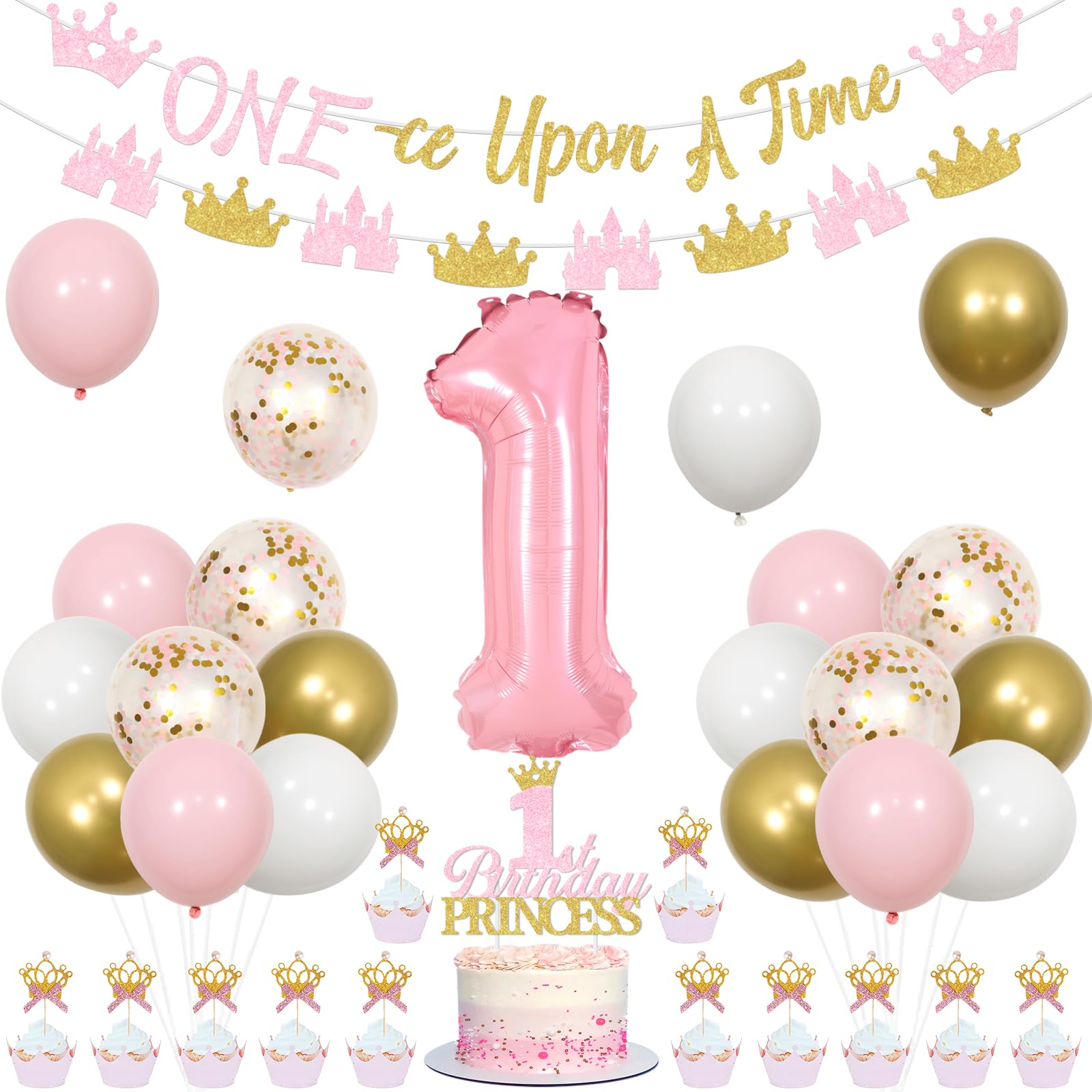Amazon.com: kreat4joy Little Princess 1st Birthday Decorations Girl ...