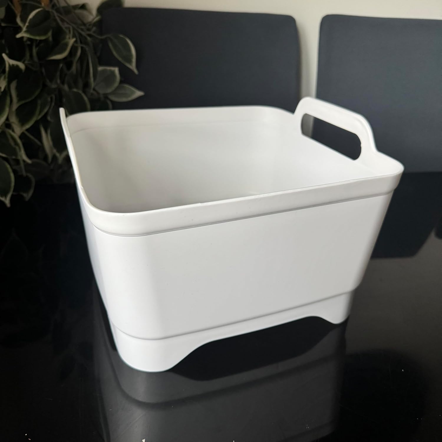 Kitchen Washing Up Bowl with Handles and Drain Plug, White, Plastic ...