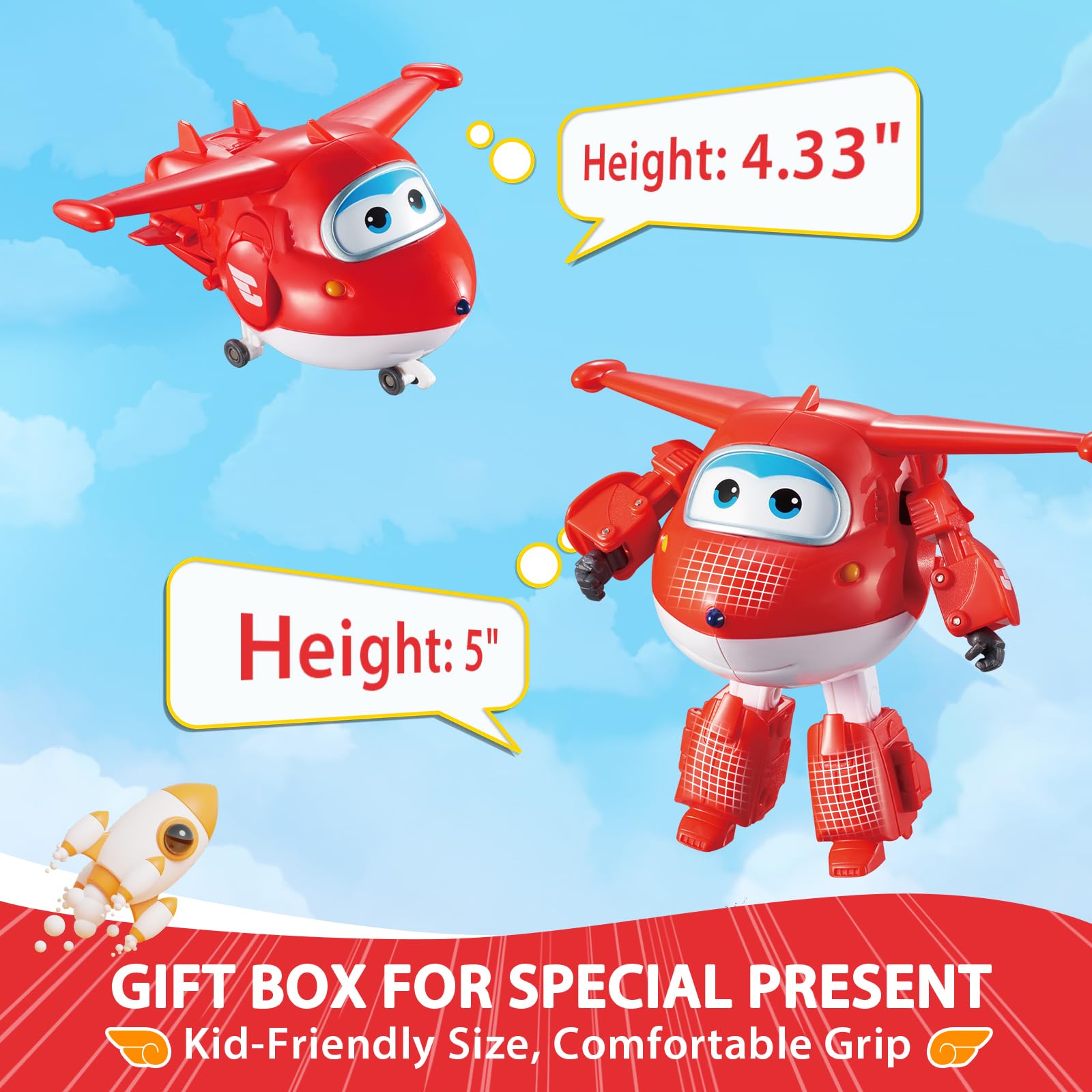 Snapklik.com : Transformable Toys, 5 In Jett Airplane Transforming Figures Toys, 2 In 1 Mode ...