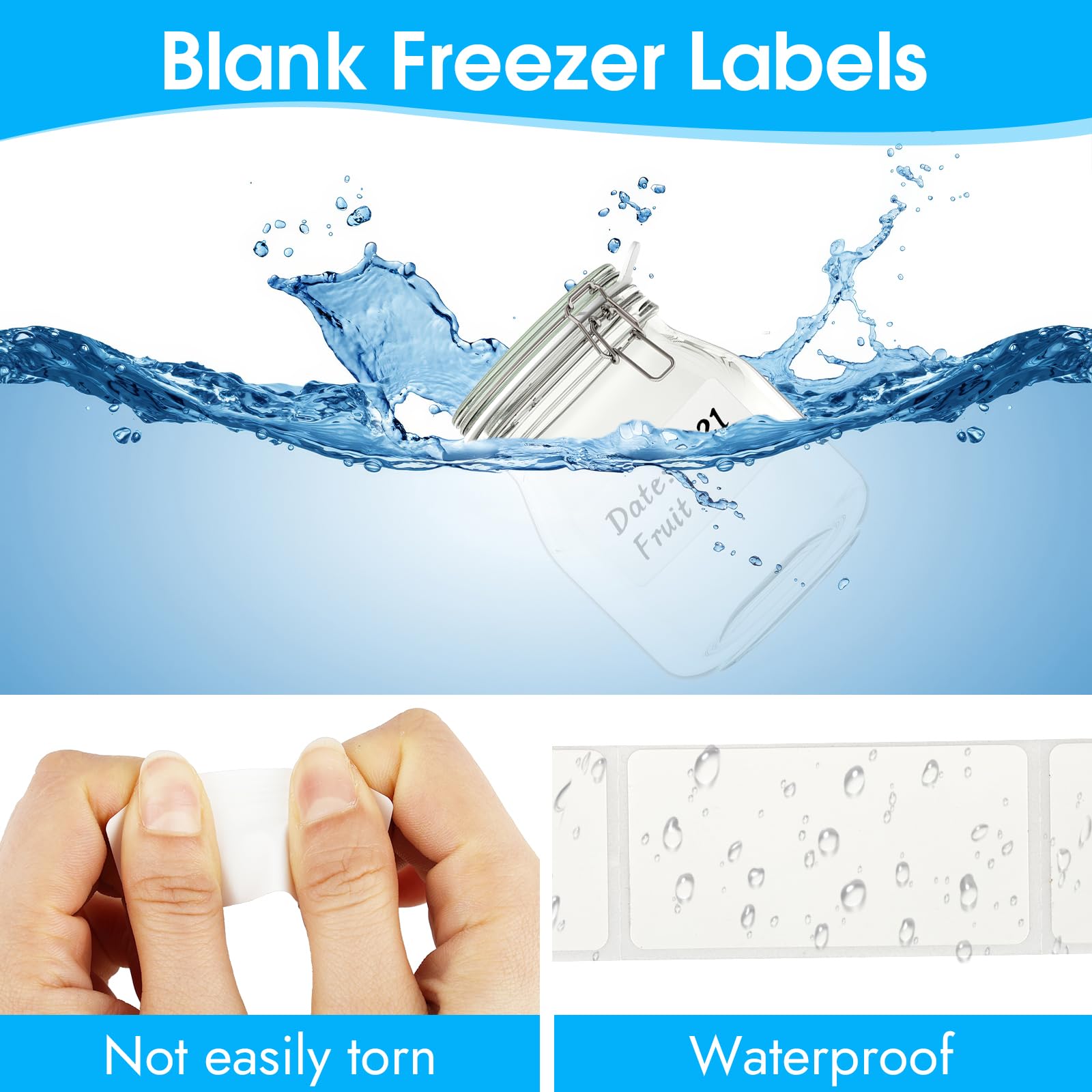 Snapklik.com : 1000 Food Labels, Blank Removable Freezer Labels, Water ...