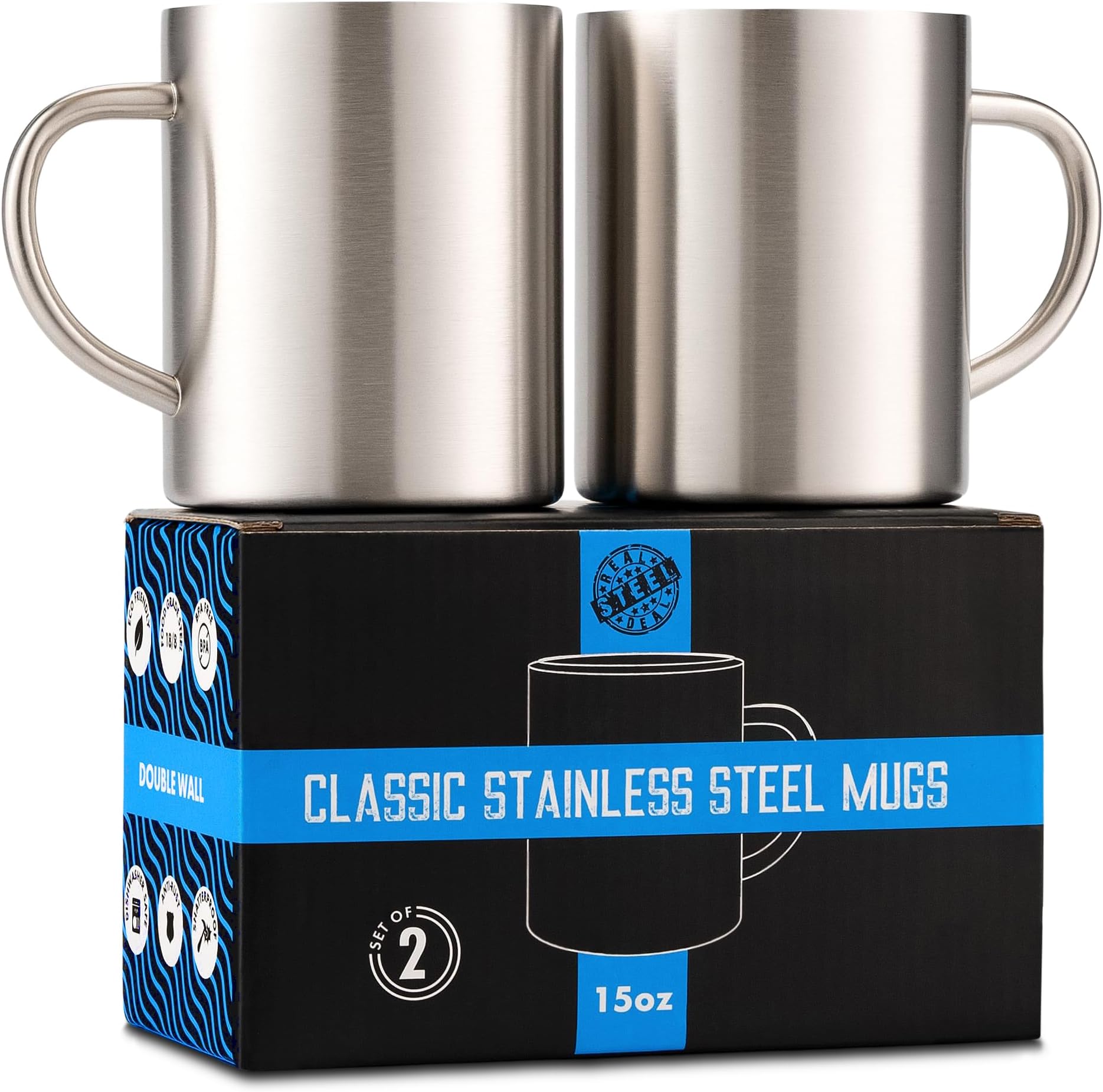 Amazon.com: TOPINCN Cup, SUS304 Stainless Steel Doublelayer Coffee Mug ...
