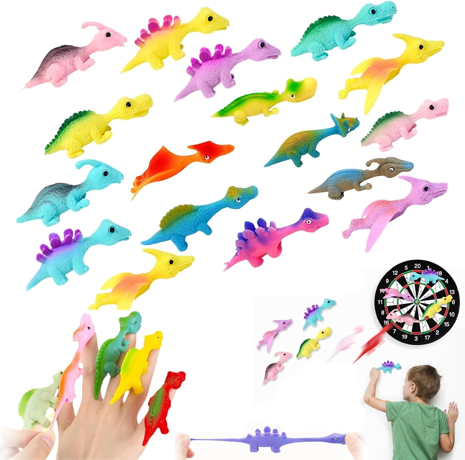 beidaiby 10 PCS Slingshot Dinosaur Finger Toys,Sticky Stretchy Dinosaur ...