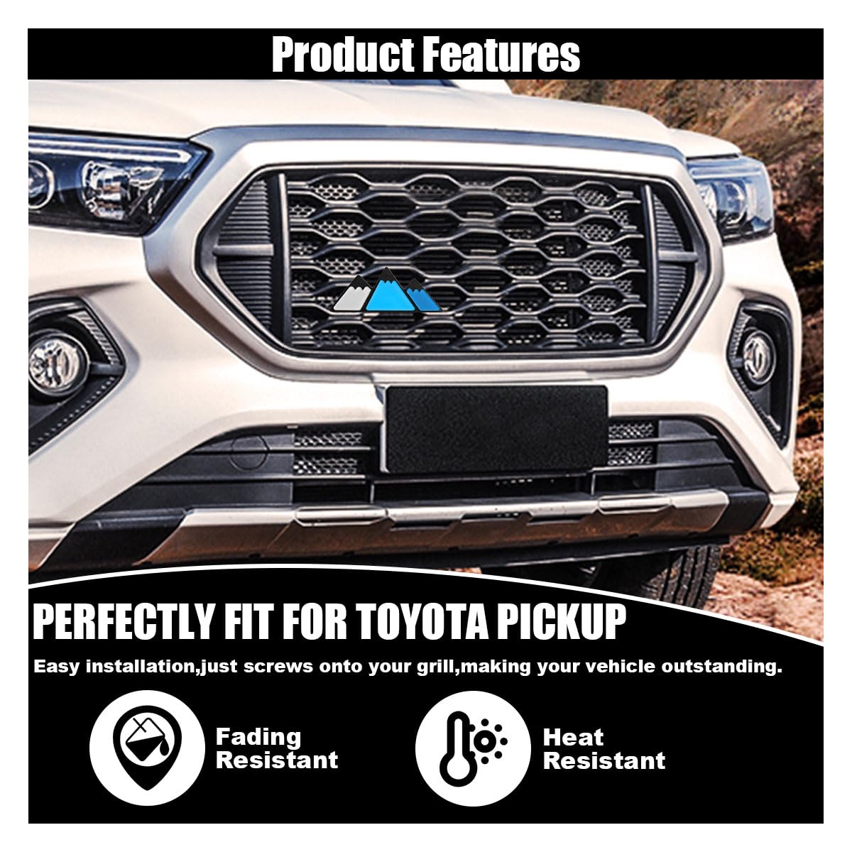 Snapklik.com : Car Tri-Color Grille Emblem, Auto Snow Mountain ...