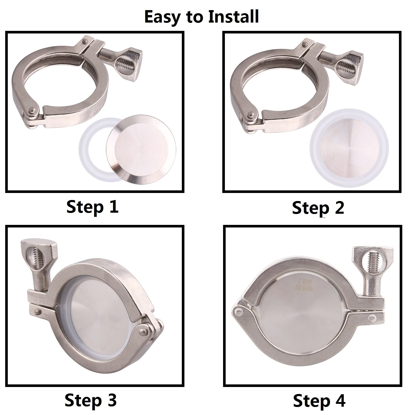 Snapklik.com : DERNORD 2 Pack Tri Clamp Sanitary Fitting Set SS304 ...