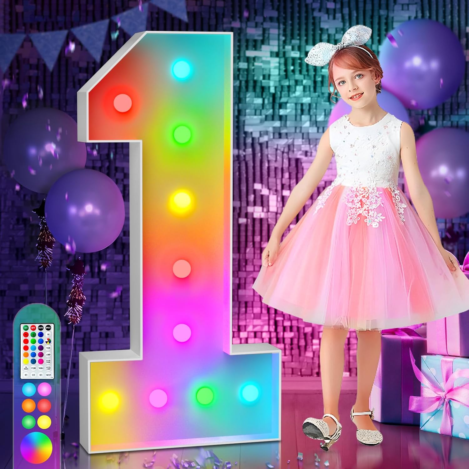 Amazon.com: imprsv 4FT Colorful Marquee Light Up Numbers,18 Colors ...