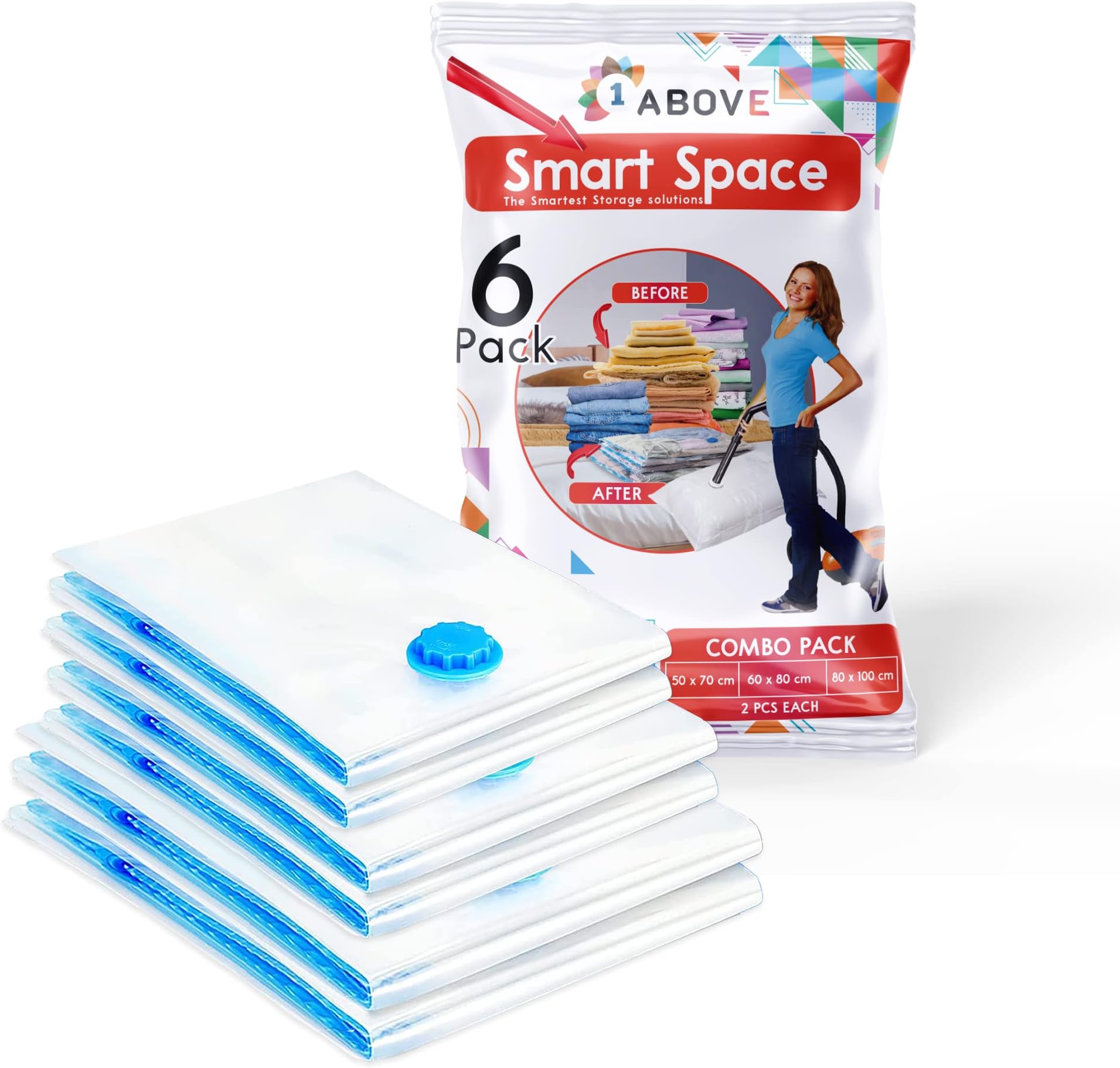 1ABOVE Pack of 6 Vacuum Compressed Storage Bags, Mould Moisture and Bug ...