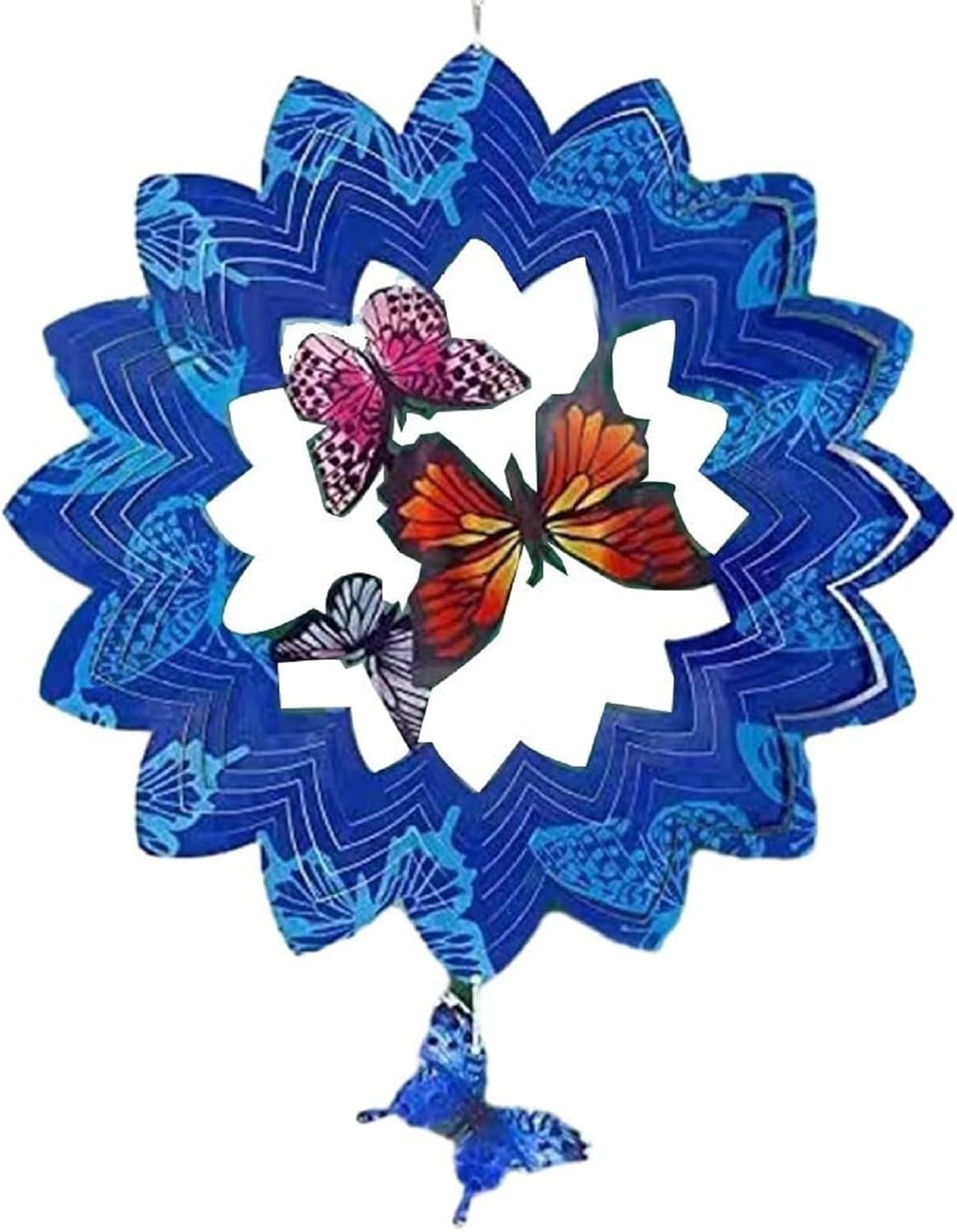 Butterfly Wind Spinners Outdoor 25cm 3D Wind Spinner Hanging Metal Wind ...