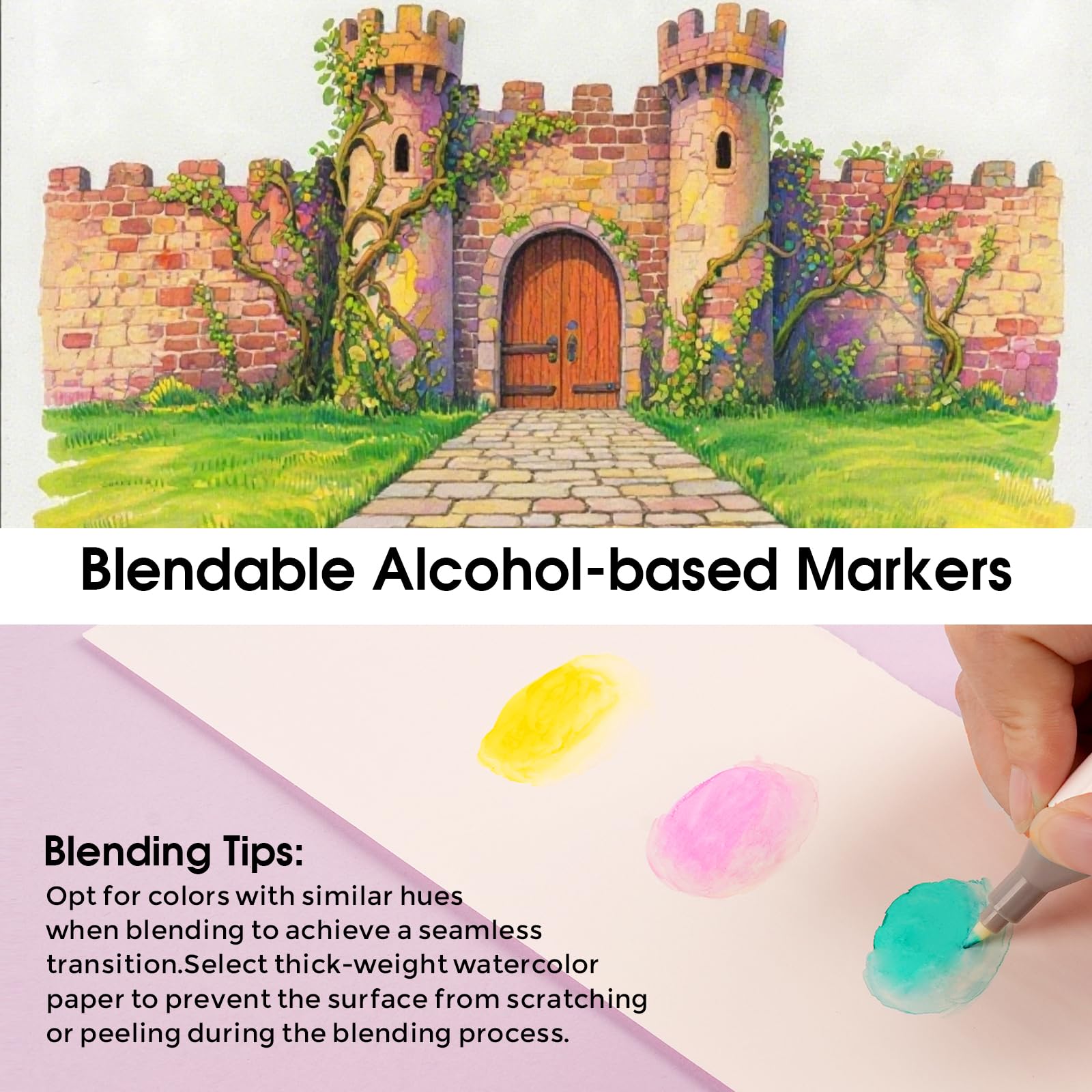 Snapklik.com : 100 Colors Alcohol Markers Set, Dual Tips Blender Art ...