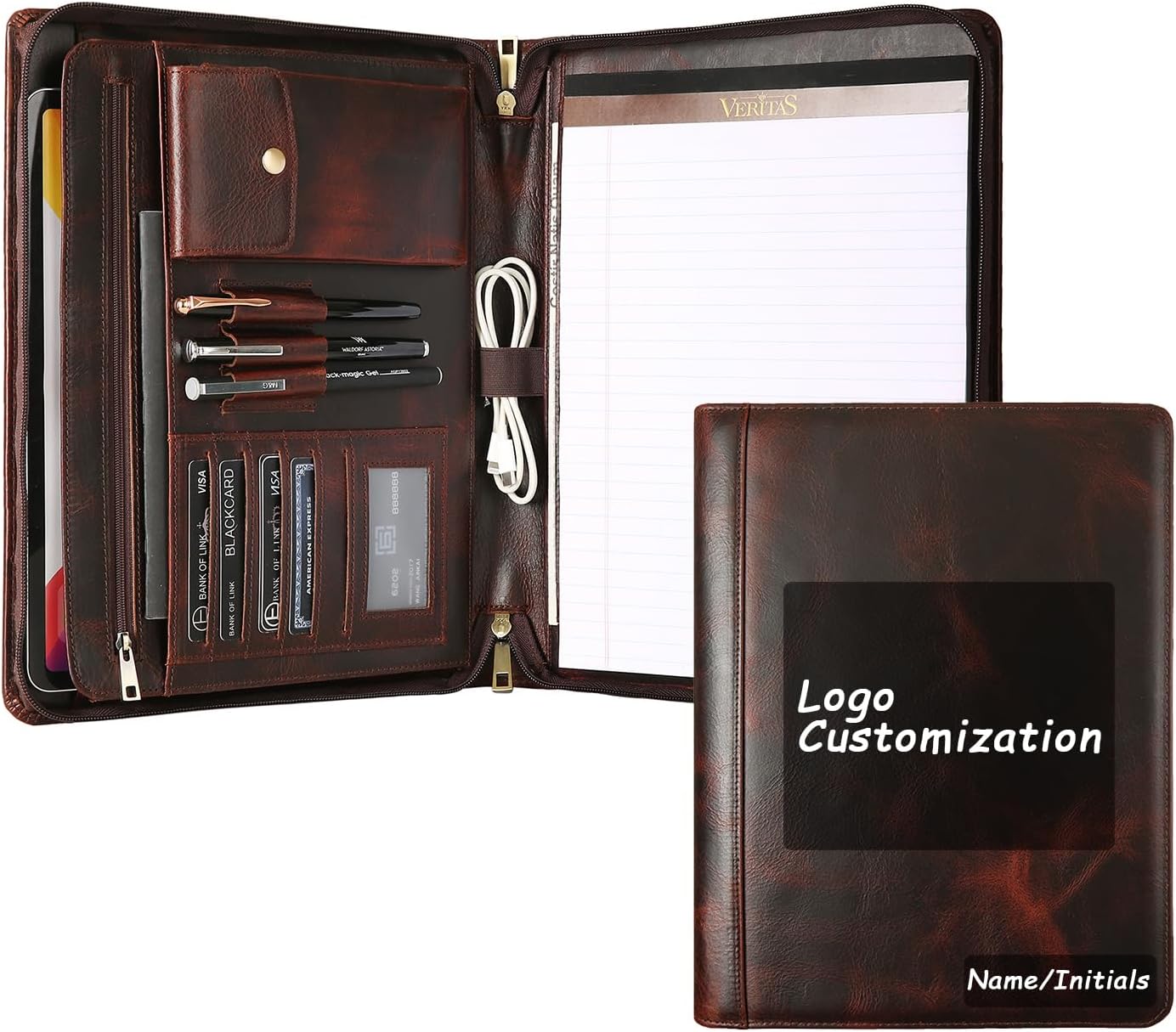 GZRHKJ Genuine Leather Writing Case Organiser, Professional Business ...