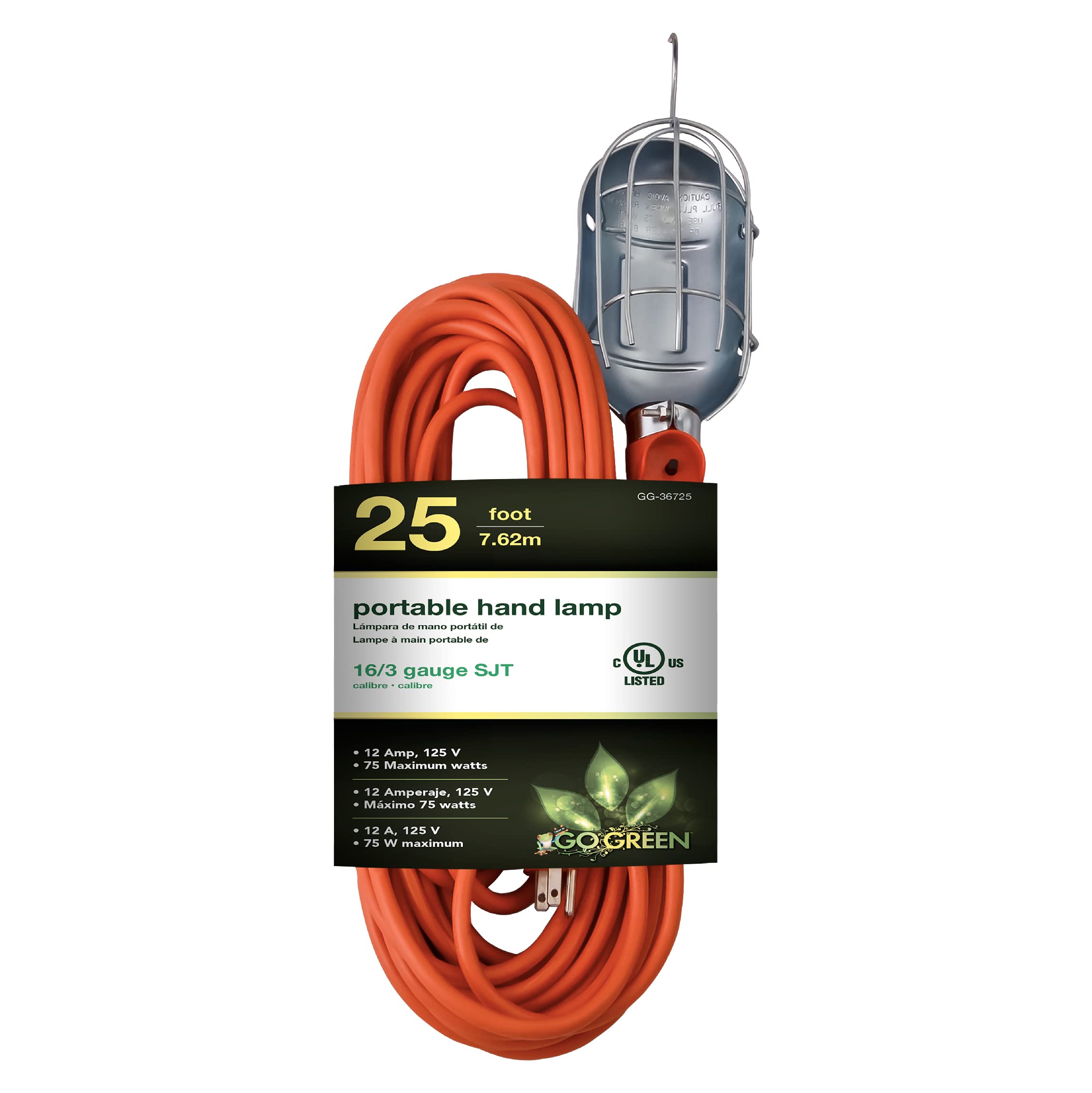 Go Green Power Inc. 25ft Portable Hand Lamp with 16/3 Kink-Free Cord ...
