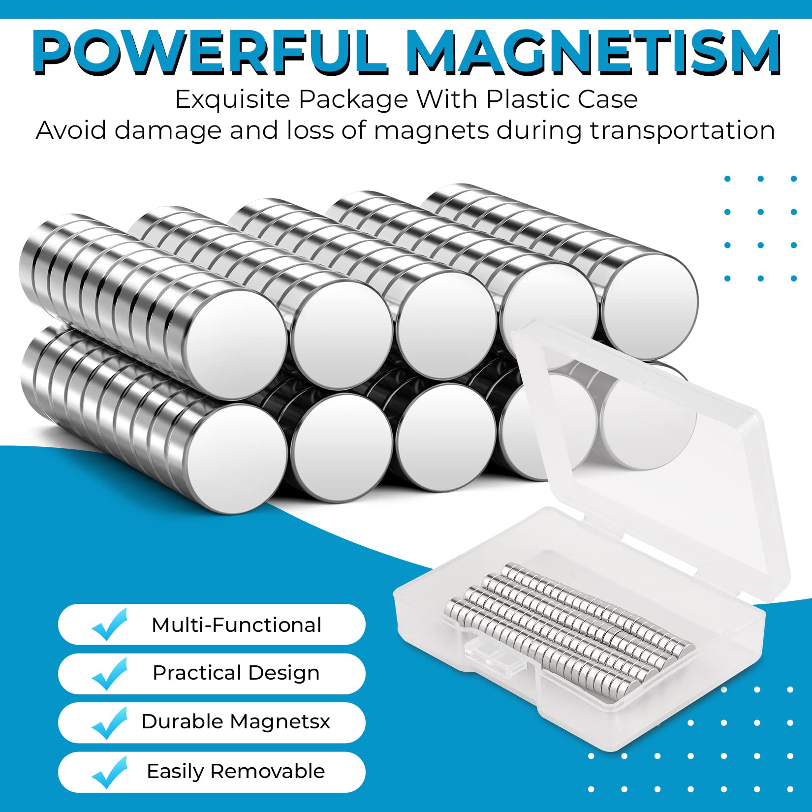 Snapklik.com : 100 Pack 5 2 Mm Magnets For Crafts, Small Magnets, Round ...