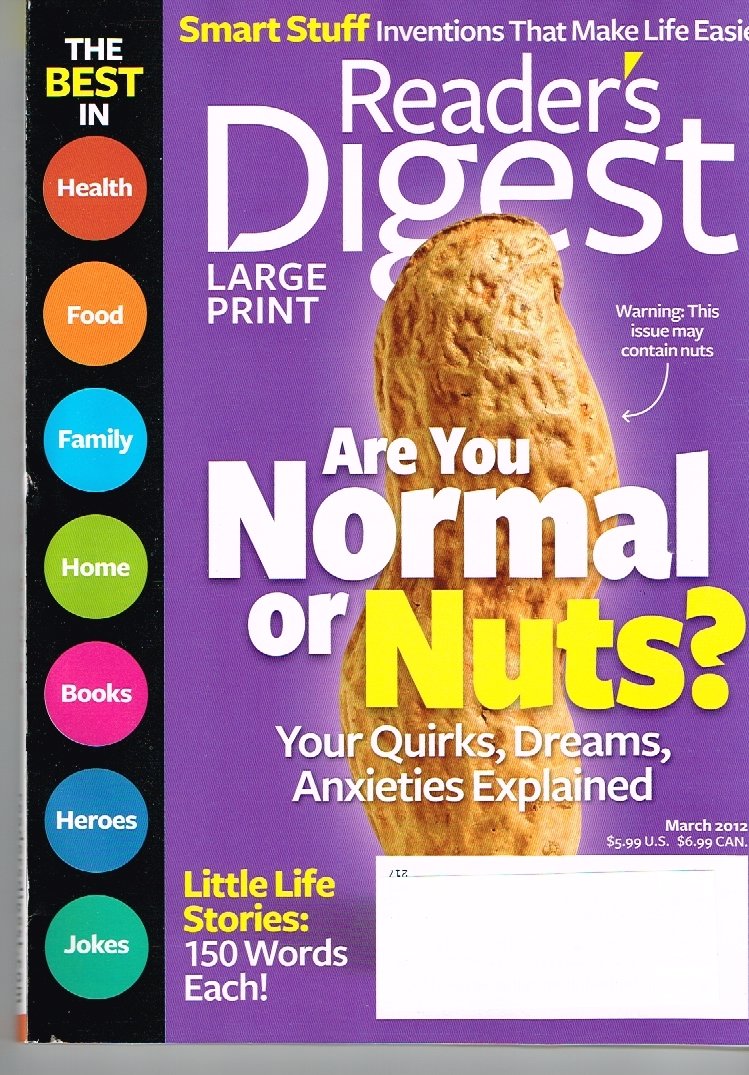 READERS DIGEST Magazine (Large Print Edition-Mar 2012) Are You Normal ...