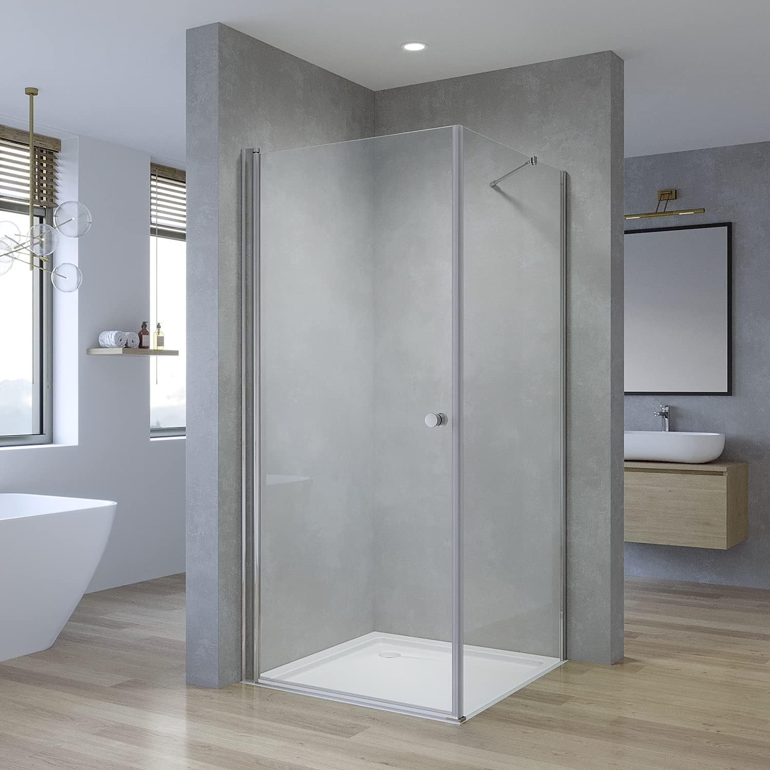 AQUABATOS® 80 x 75 cm Shower Cubicle Corner Entry Shower Screen Glass ...
