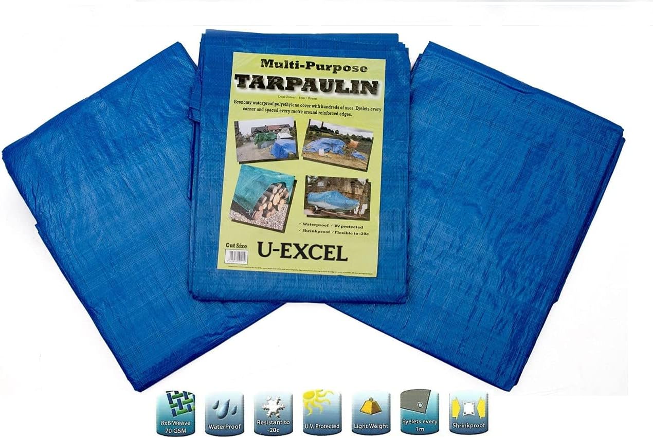 U-Excel Tarpaulin Small- Waterproof Heavy Duty - Universal Blue/Green ...