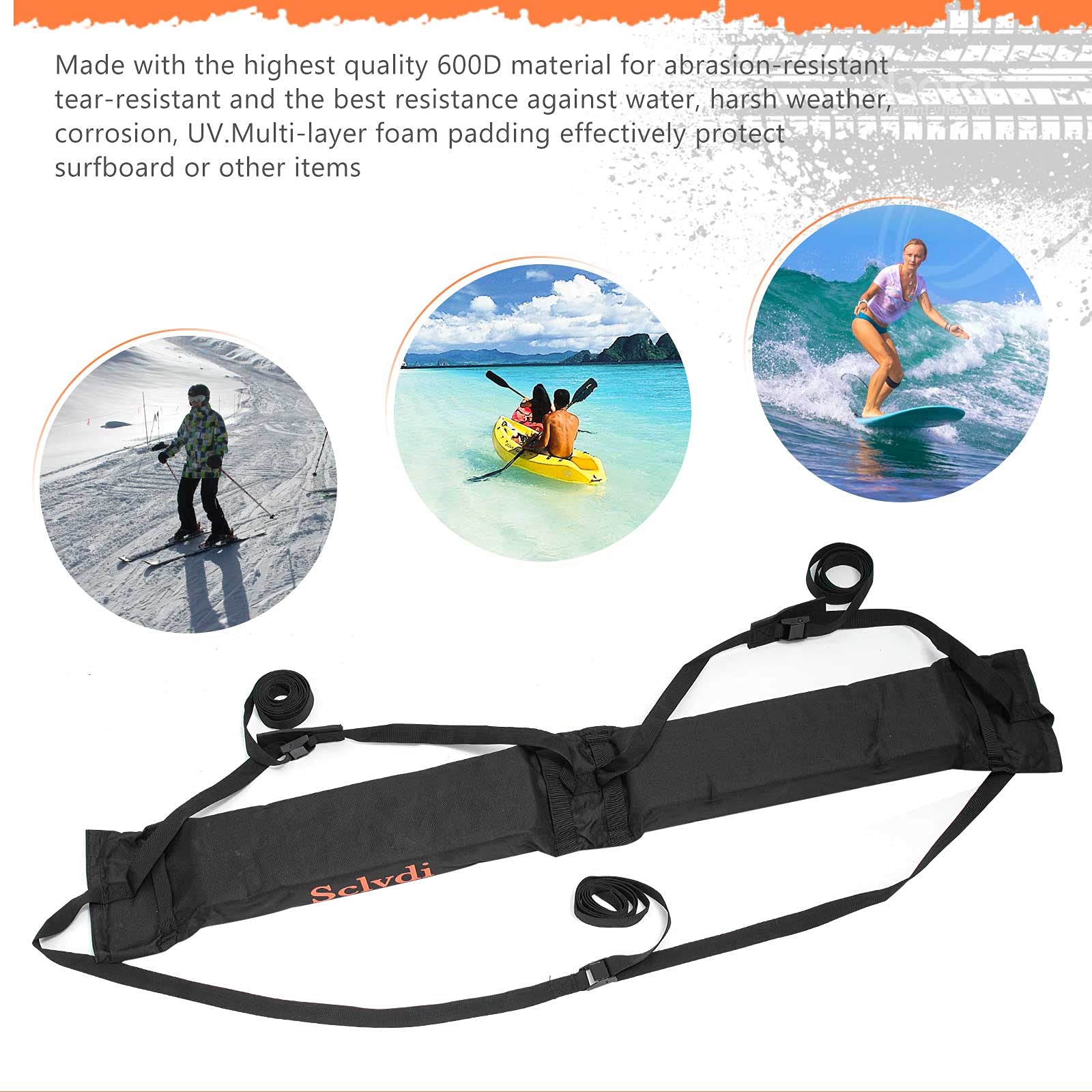 Sclvdi Car Roof Top Rack Pads Soft Cross Bars for Kayak Canoe Surfboard ...
