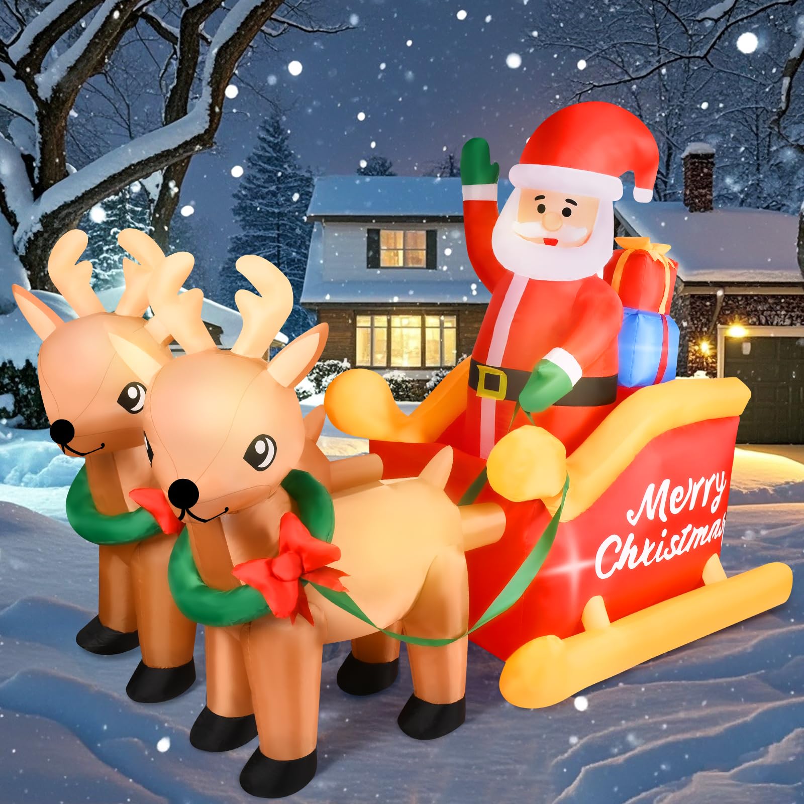 Amazon.com: 7FT Christmas Inflatables Outdoor Decorations,Santa on ...