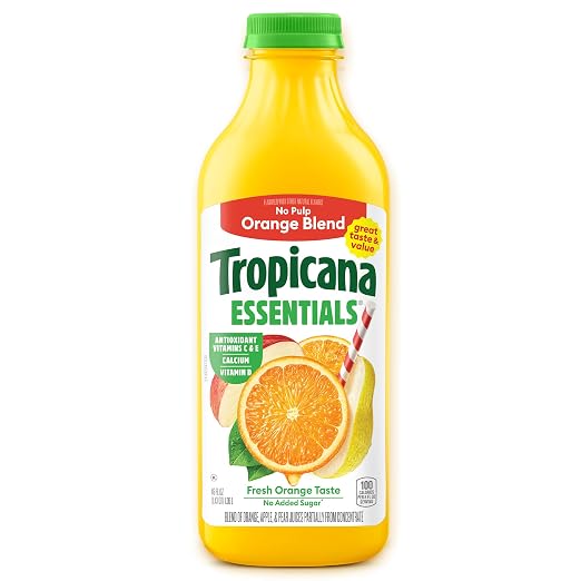 Amazon.com : Tropicana Essentials 100% Orange Juice Blend, No Pulp ...