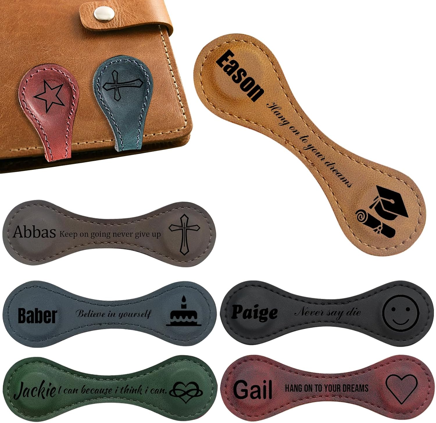 Amazon.com: Jumaple Personalized Magnetic Leather Bookmark Custom ...
