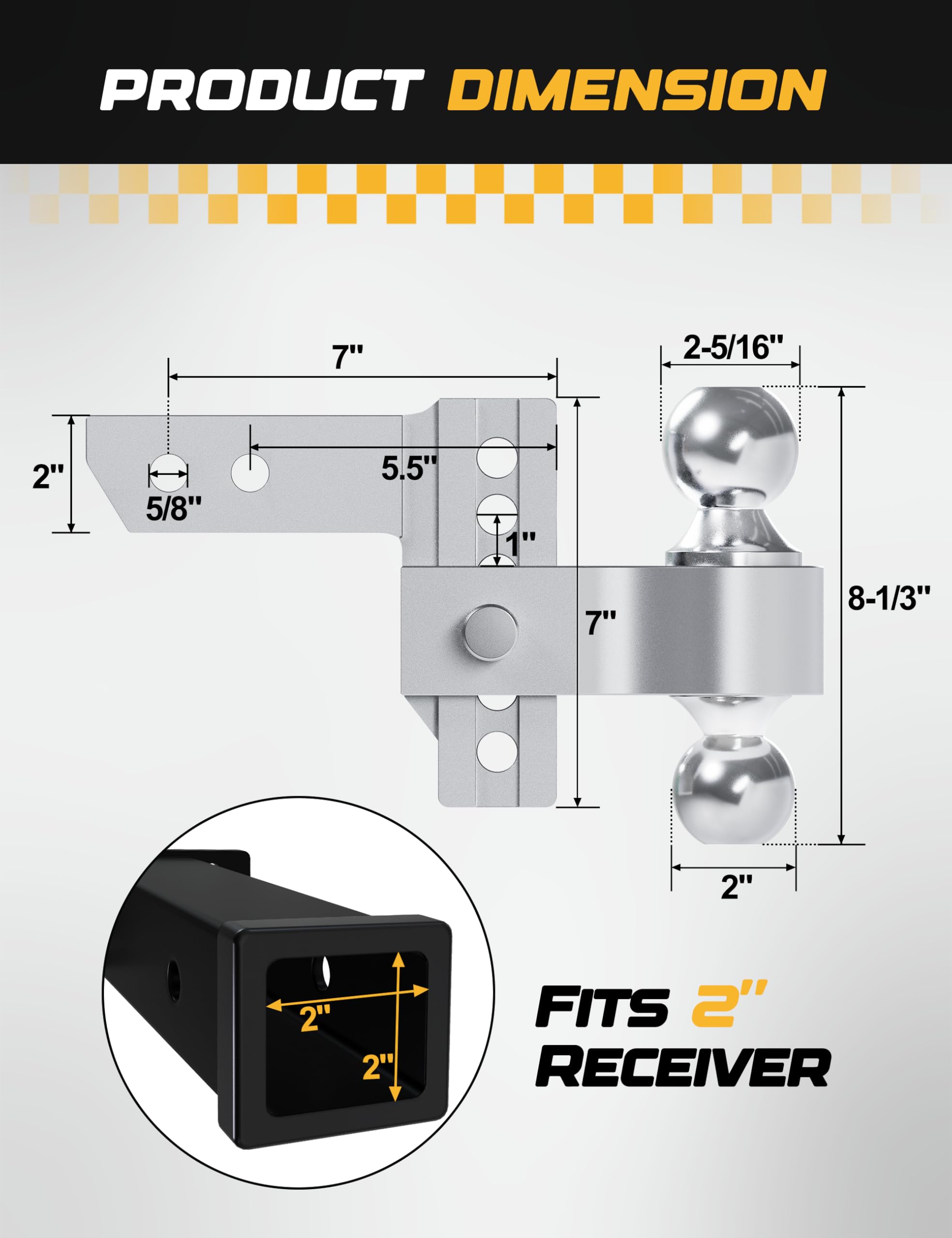 Snapklik.com : RETRUE Adjustable Trailer Hitch, 4 Inch Rise/Drop Hitch ...