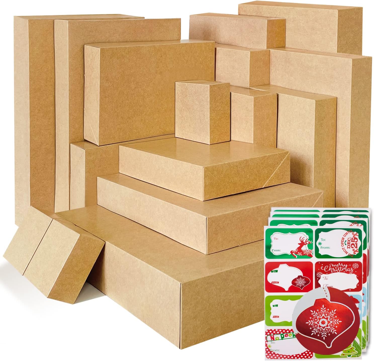 Amazon.com: 16 Kraft Gift Wrap Boxes Bulk with Lids for Wrapping Extra ...