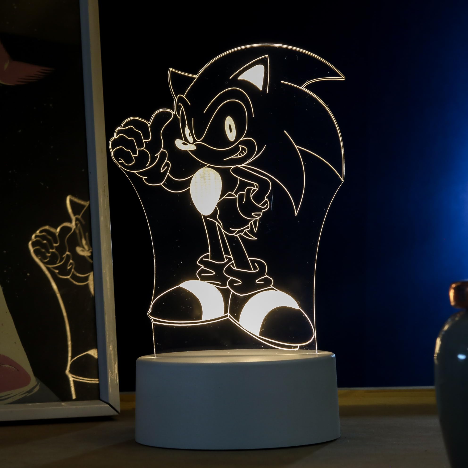 Luminária led 3d, abajur de mesa, sonic, desenho animado | Amazon.com.br