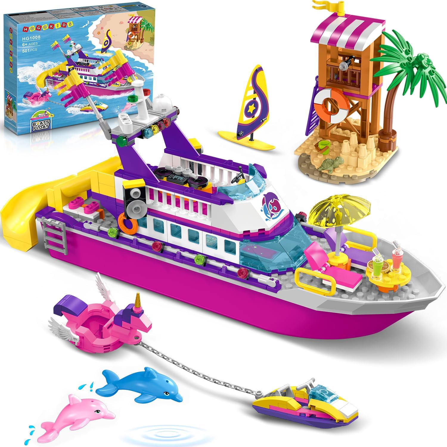 Amazon.com: HOGOKIDS Boat Building Set with LED Light - Floatable ...