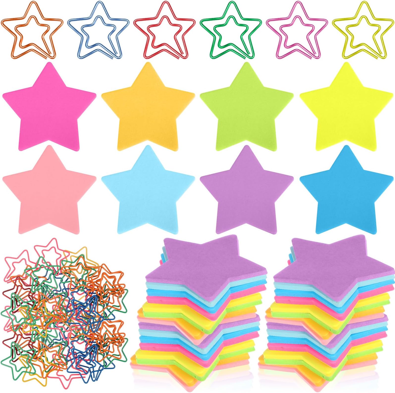Amazon.com : 480 Sheets 16 Pads Star Shape Sticky Notes and 90 Pcs Star ...