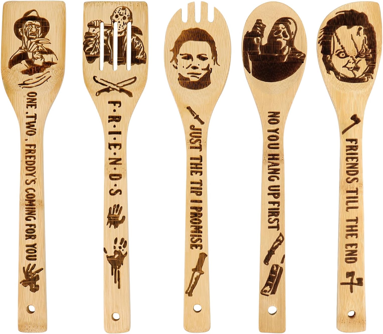 Amazon.com: 6Pcs Horror Movie Character Cooking Gift Set Wooden Spoons ...