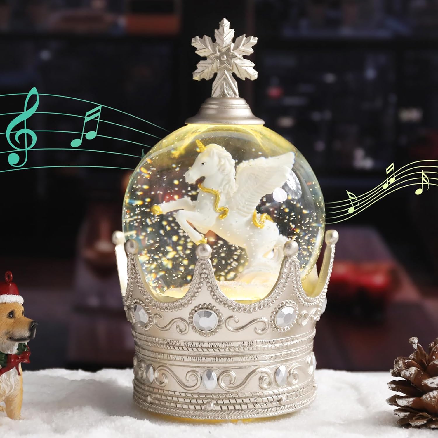 Amazon.com: VCUTEKA Christmas Snow Globe, Musical Snow Globes Color ...