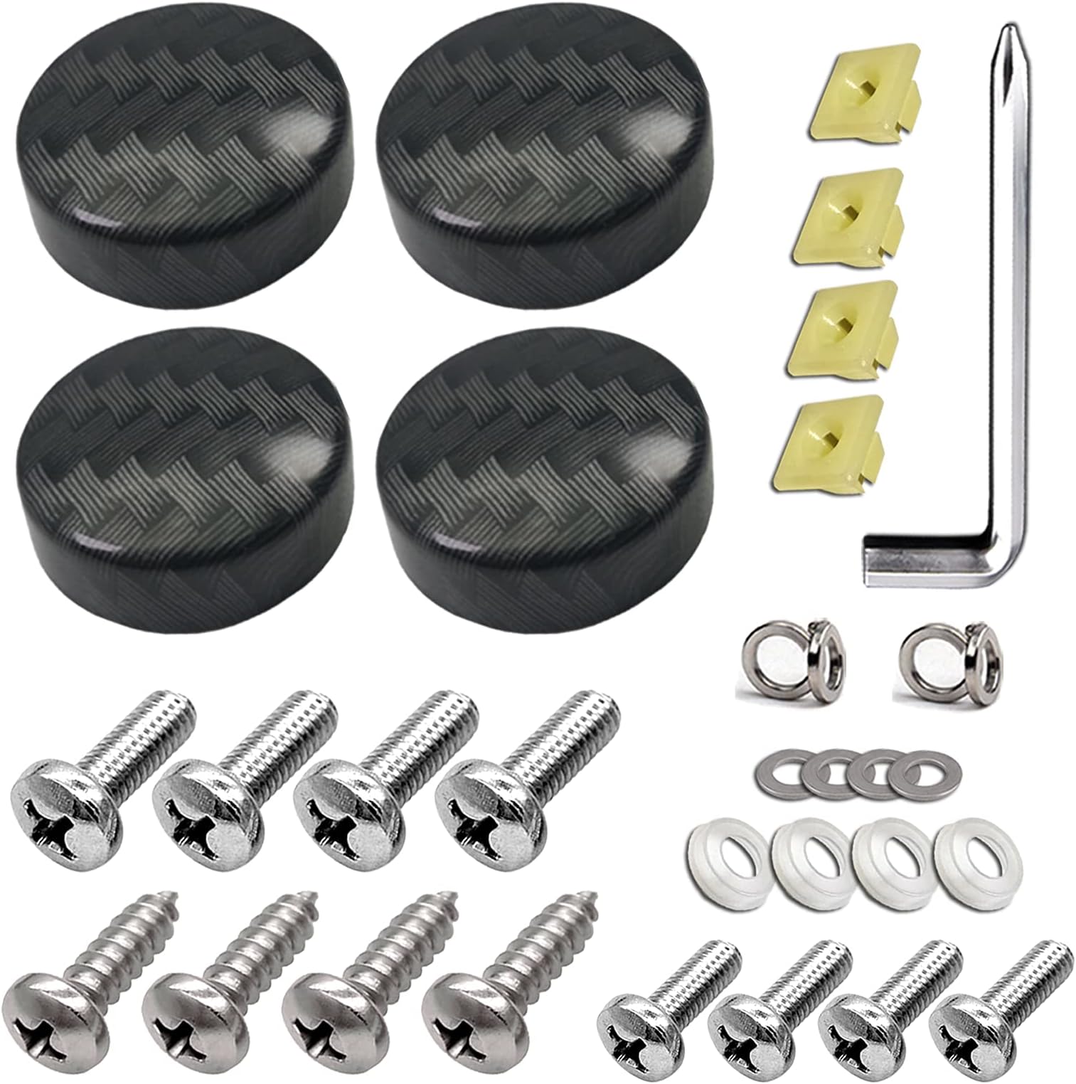 Amazon.com: Aootf License Plate Fasteners Screws Caps- Black Carbon ...