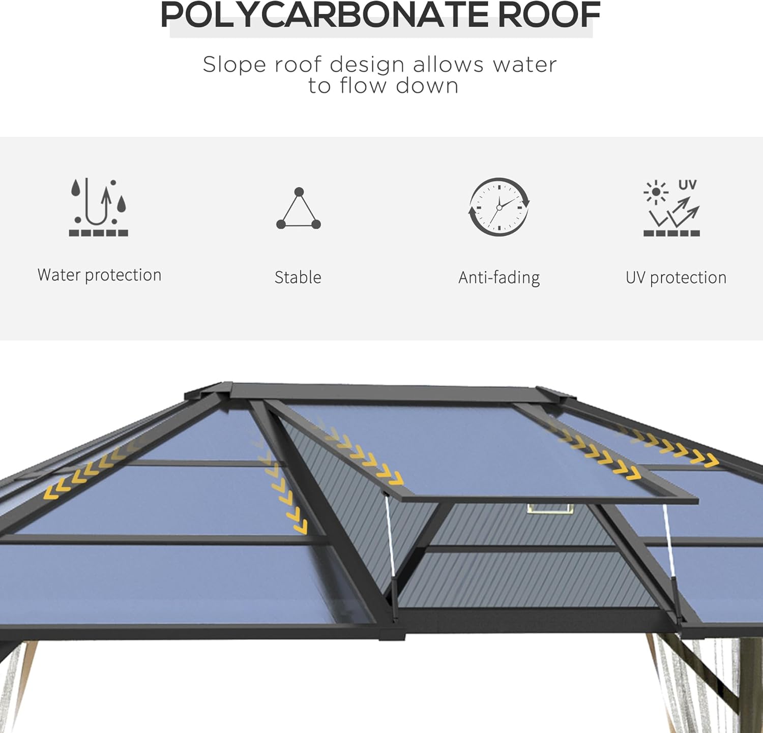 Outsunny Gazebo rígido de 12 x 14 pulgadas con marco de aluminiometal ...