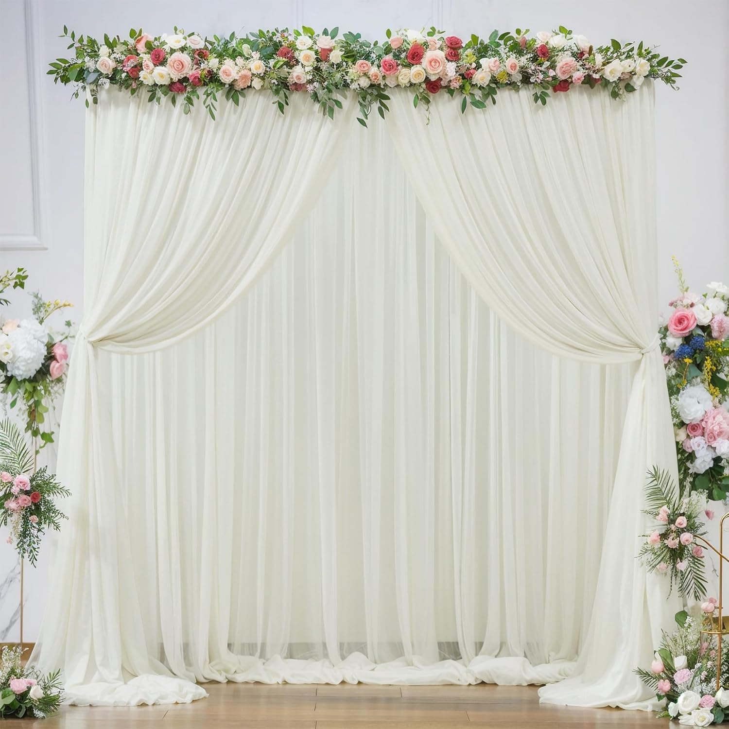 Amazon.com: PARTISKY 20ft X 10ft Ivory Tulle Backdrop Curtain for ...