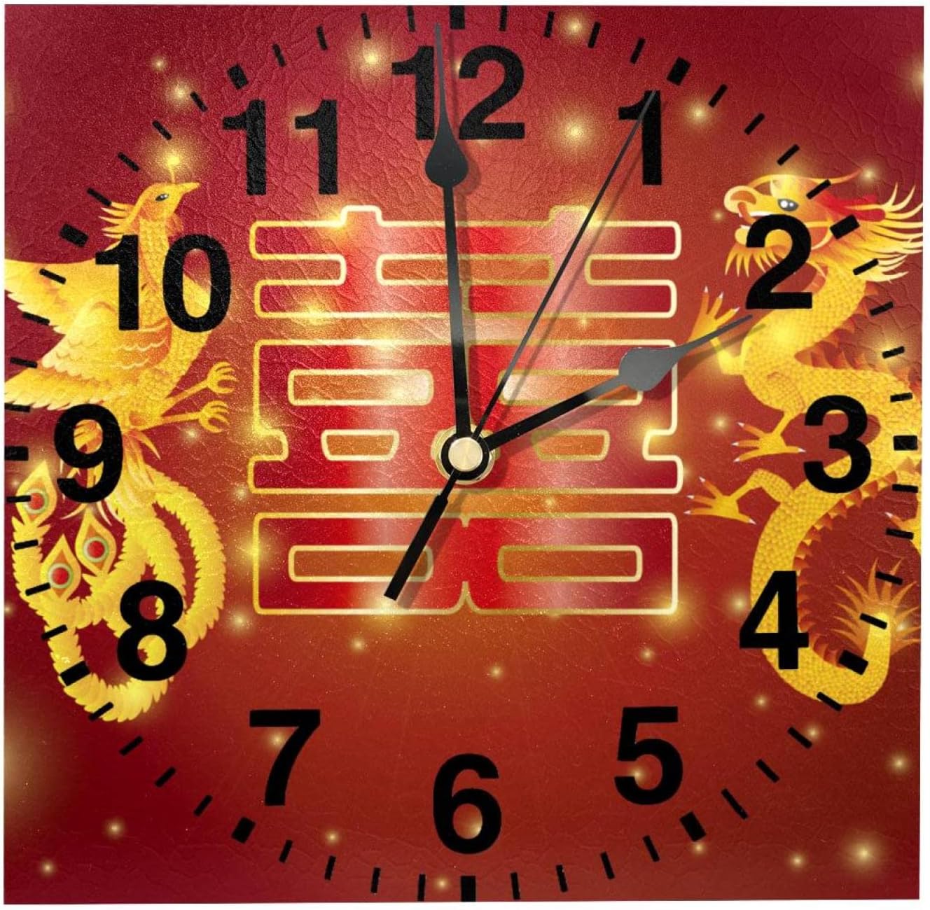 Amazon.com: Dragon and Phoenix Double Happiness Red Pattern Square Wall ...
