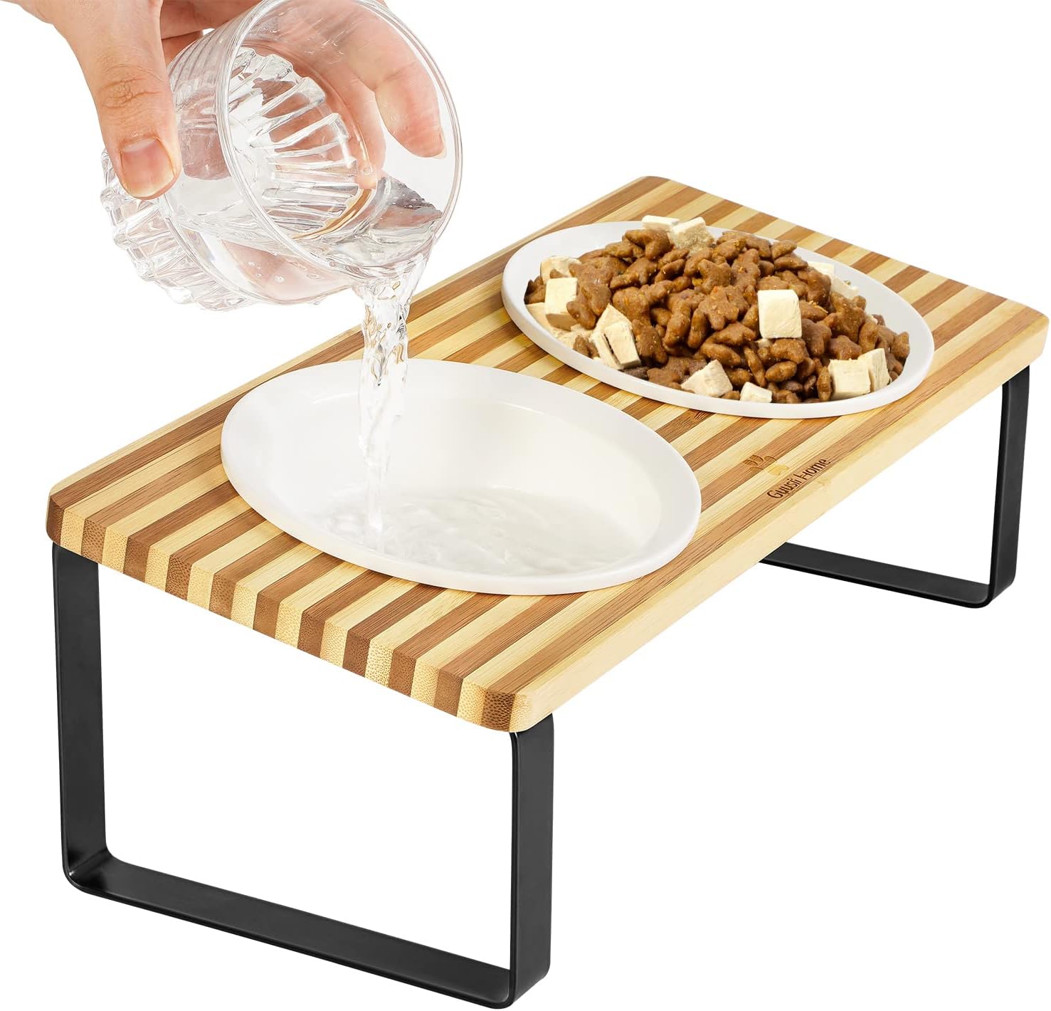 Amazon.com : Sunhoo Ceramic Elevated Cat Bowls, Raised Puppy Dishes for ...