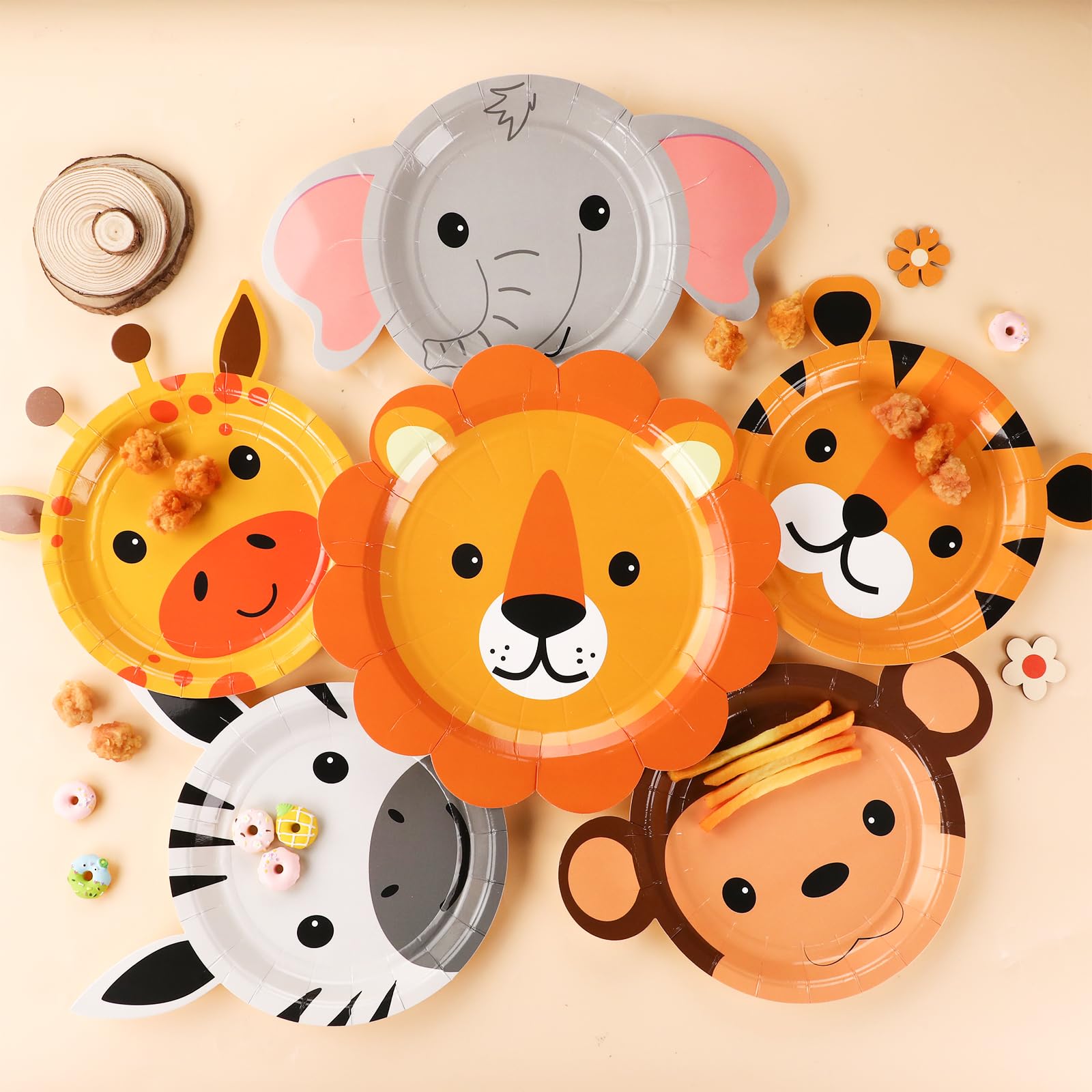 Snapklik.com : 60 Count Jungle Safari Party Paper Plates Animal Shaped ...