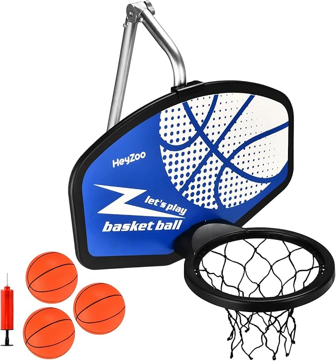 Amazon.com: Trampoline Basketball Hoop, with Pump and Mini Balls, Easy ...