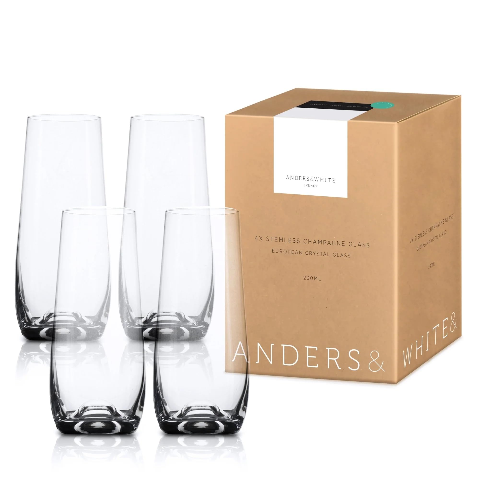 Amazon.com | ANDERS & WHITE - 'Hosking' Stemless Champagne Flute ...
