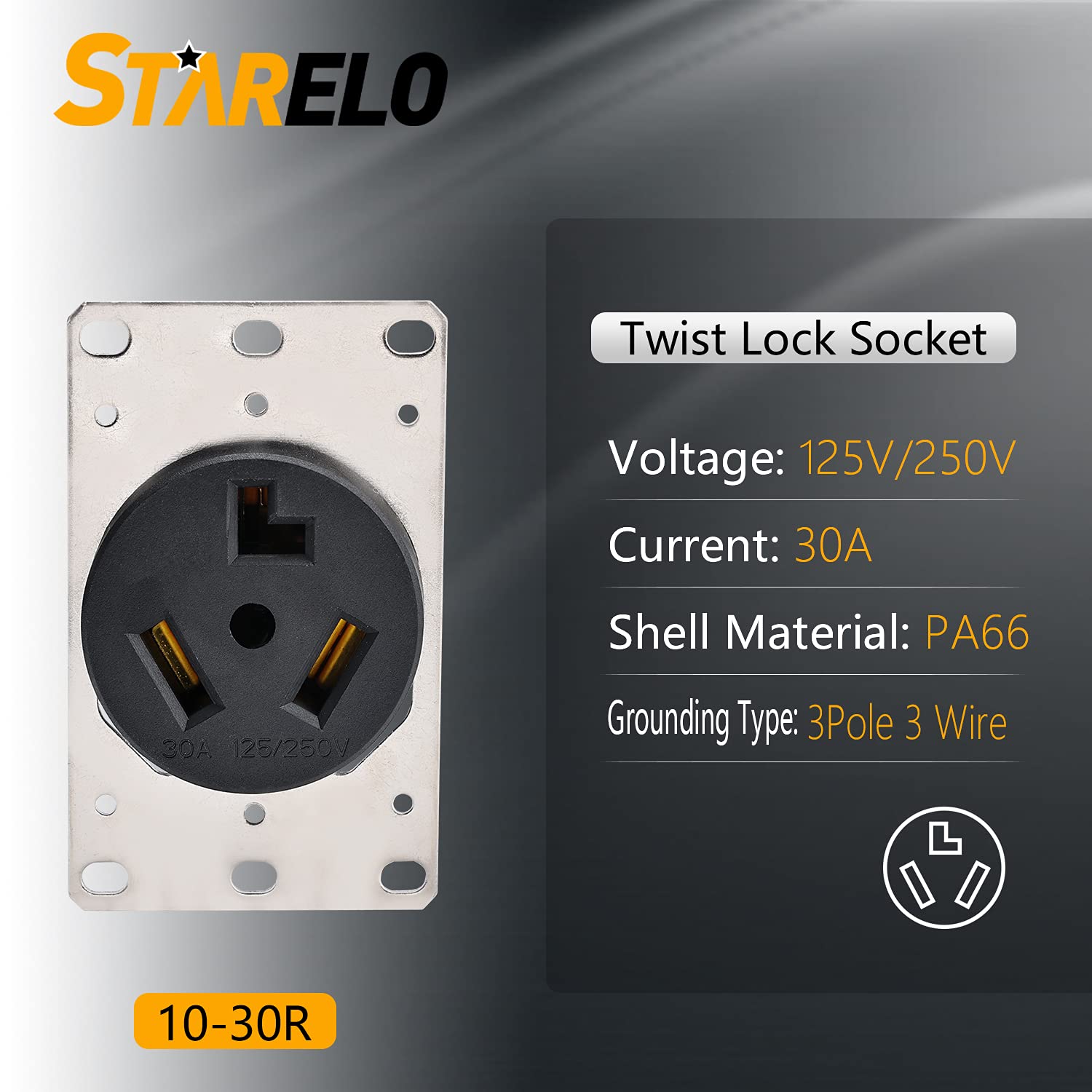 Snapklik.com : STARELO Flush Mounting Receptacle 10-30R, 30A 125/250V 3 ...