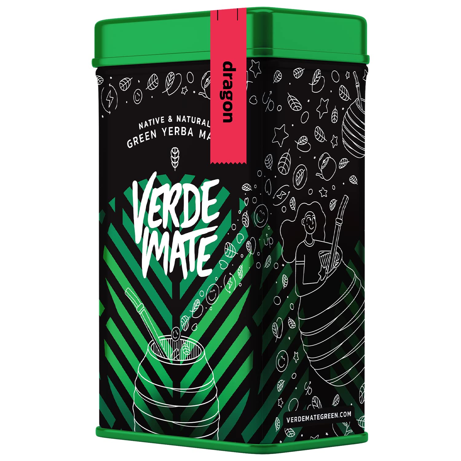 Buy Verde Mate Green Dragon 0.5 kg | Yerbera | Metal tin with dispenser ...