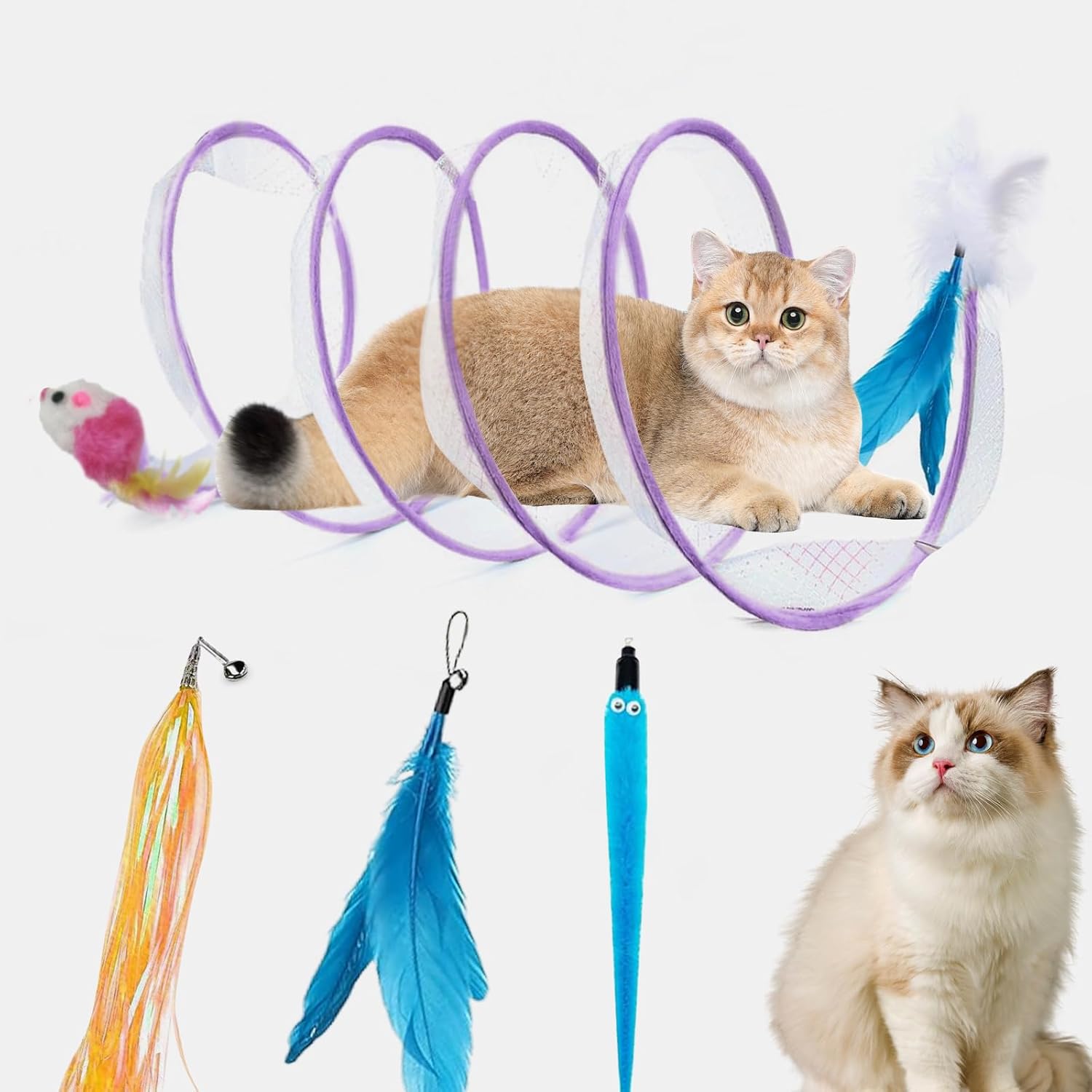 Amazon.com : Seven uncles Cat Tunnels for Indoor Cats, Folded Cat Tube ...