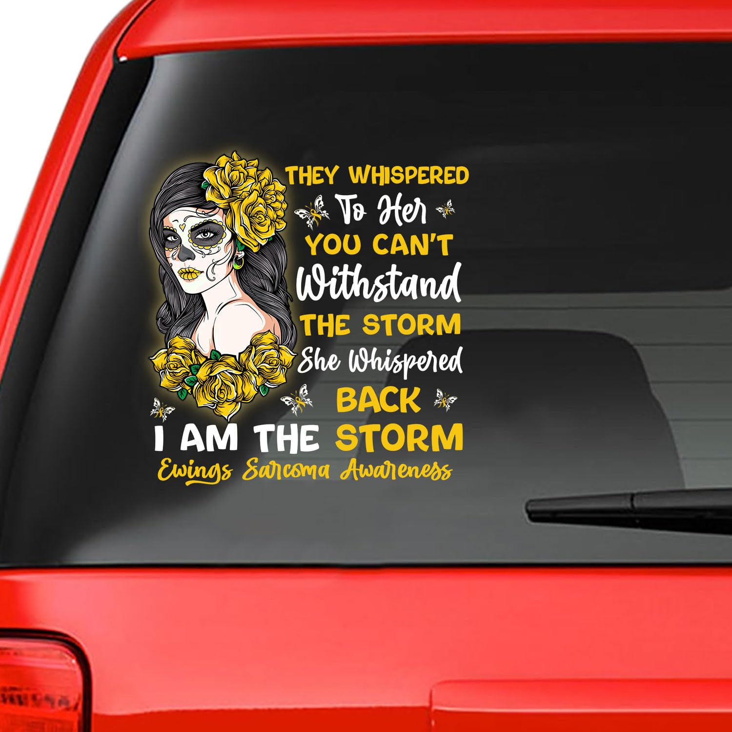 Ewings Sarcoma Decals PROUD MOM Yellow Awareness Ribbon Vinyl Decal