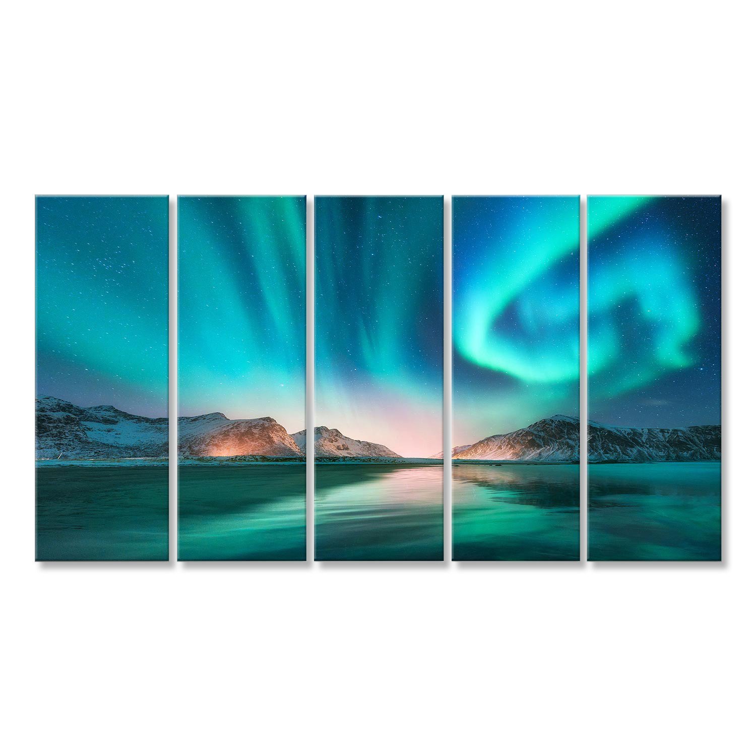 Amazon.de: islandburner Bild Bilder auf Leinwand Aurora Borealis in den Lofoten Inseln, Norwegen ...